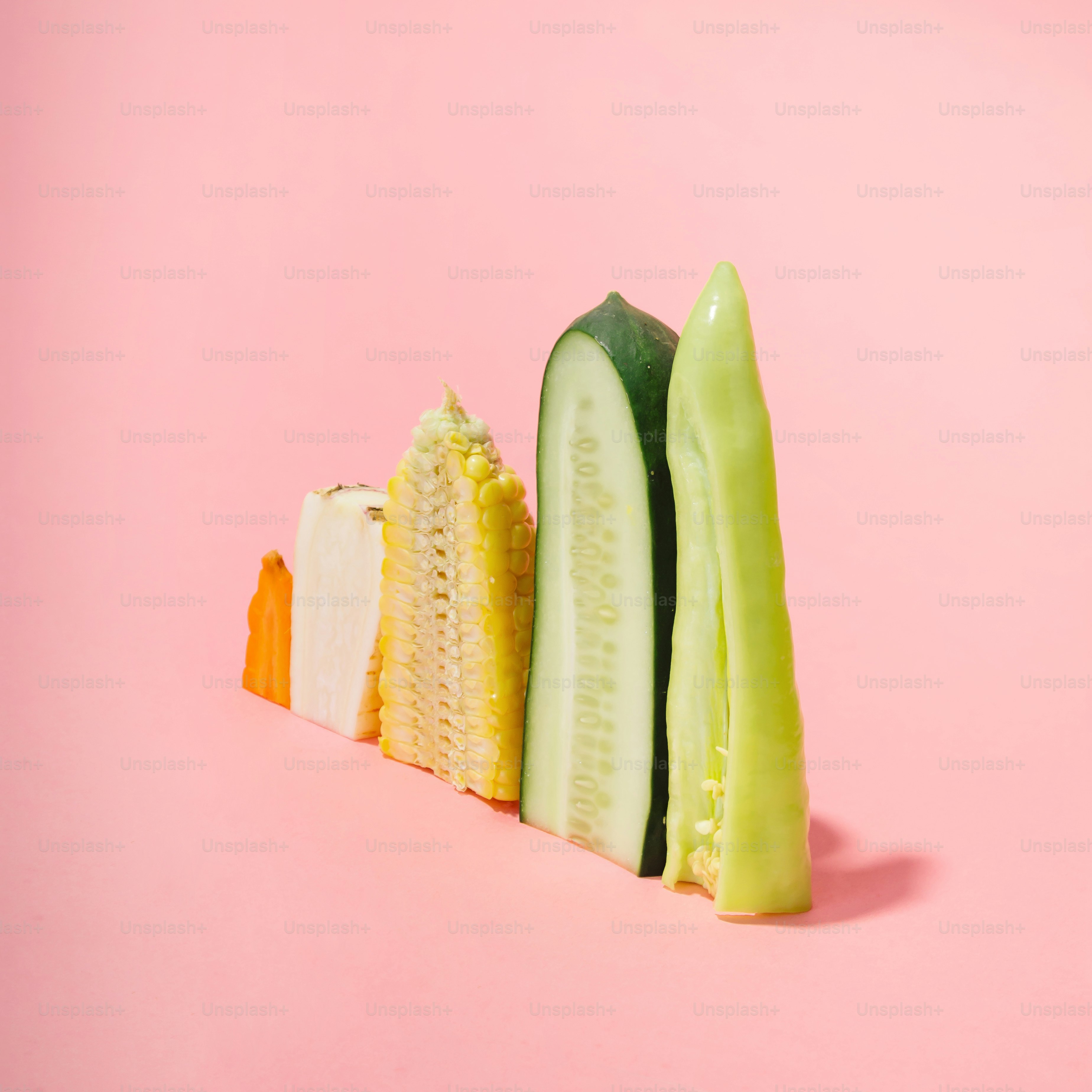 Various vegetables sliced in half. Minimal concept. photo – Multi ...