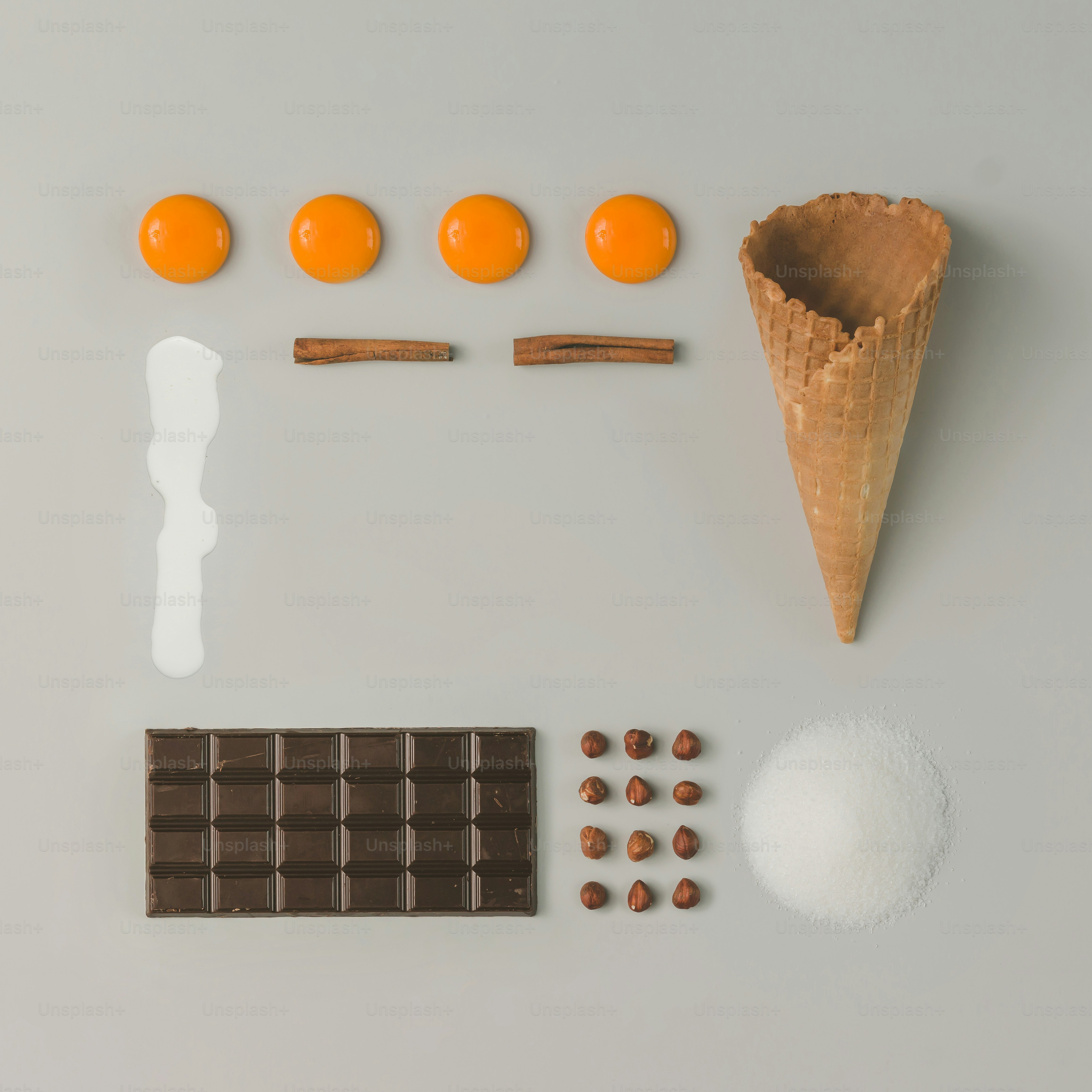 Vanilla ice cream recipe. Infographic food style. Flat lay. Cooking ...