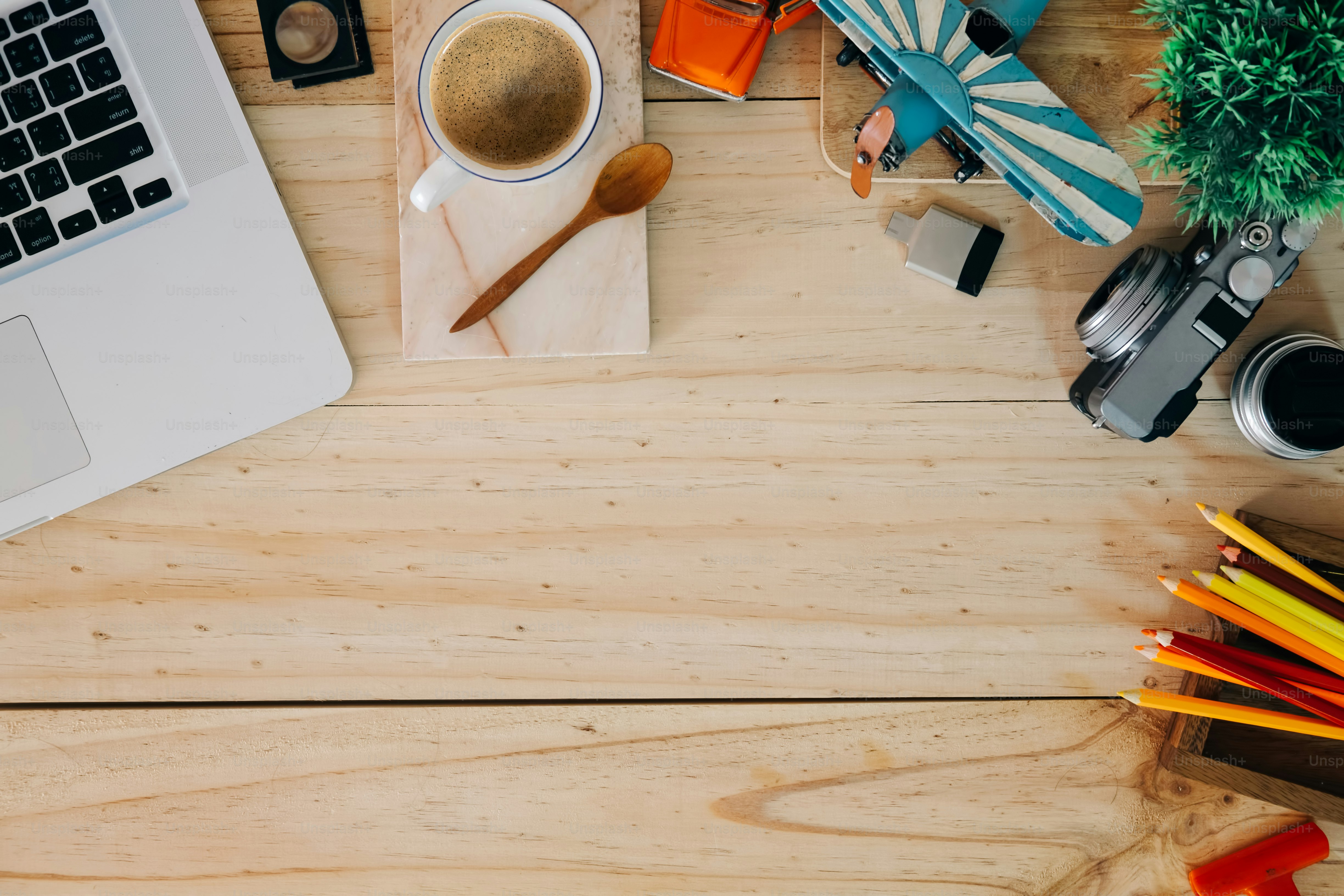 Hero Header Creativity Concept. Top view of gadget designer's ...