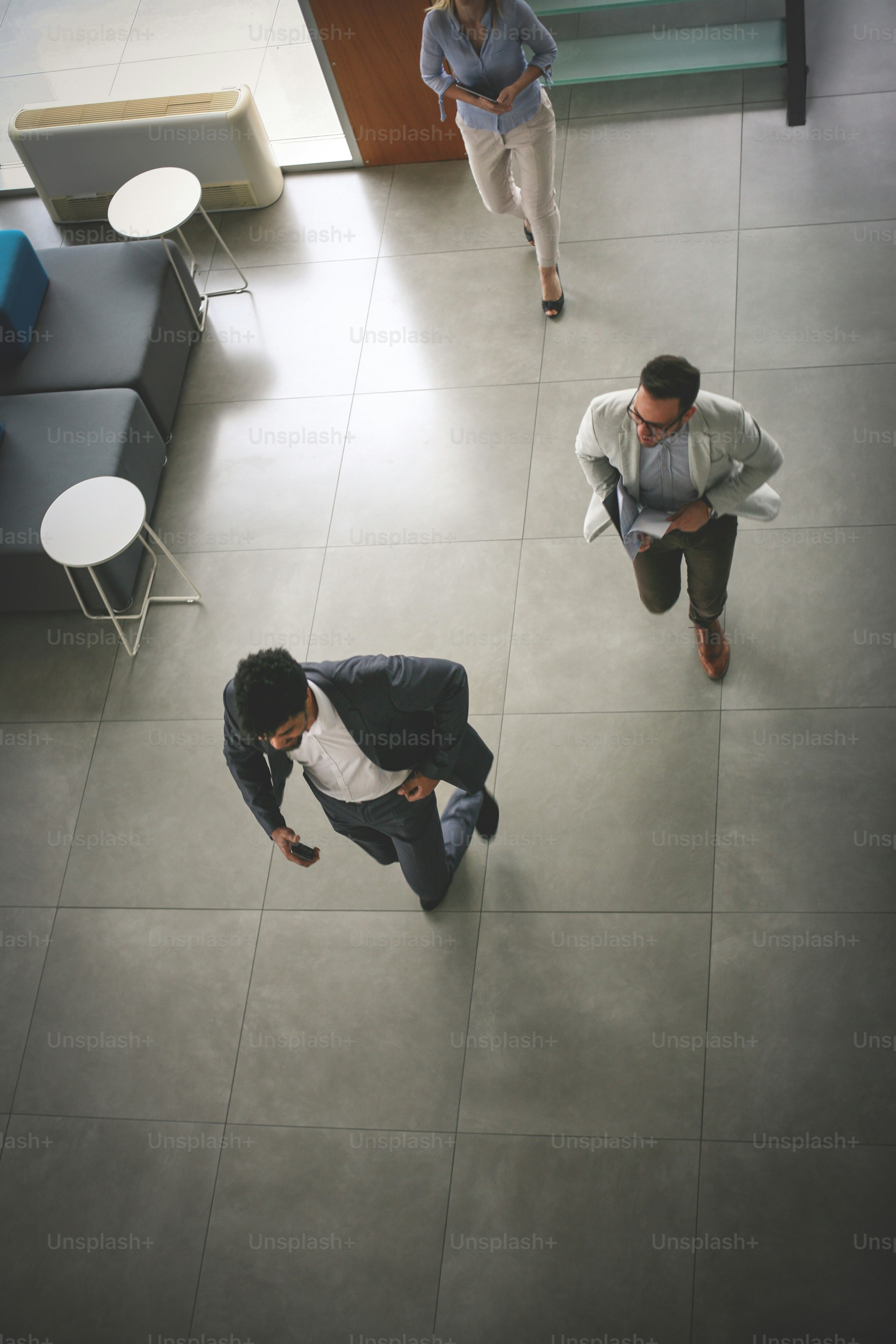 Business people ion work. Activity business people running trough ...