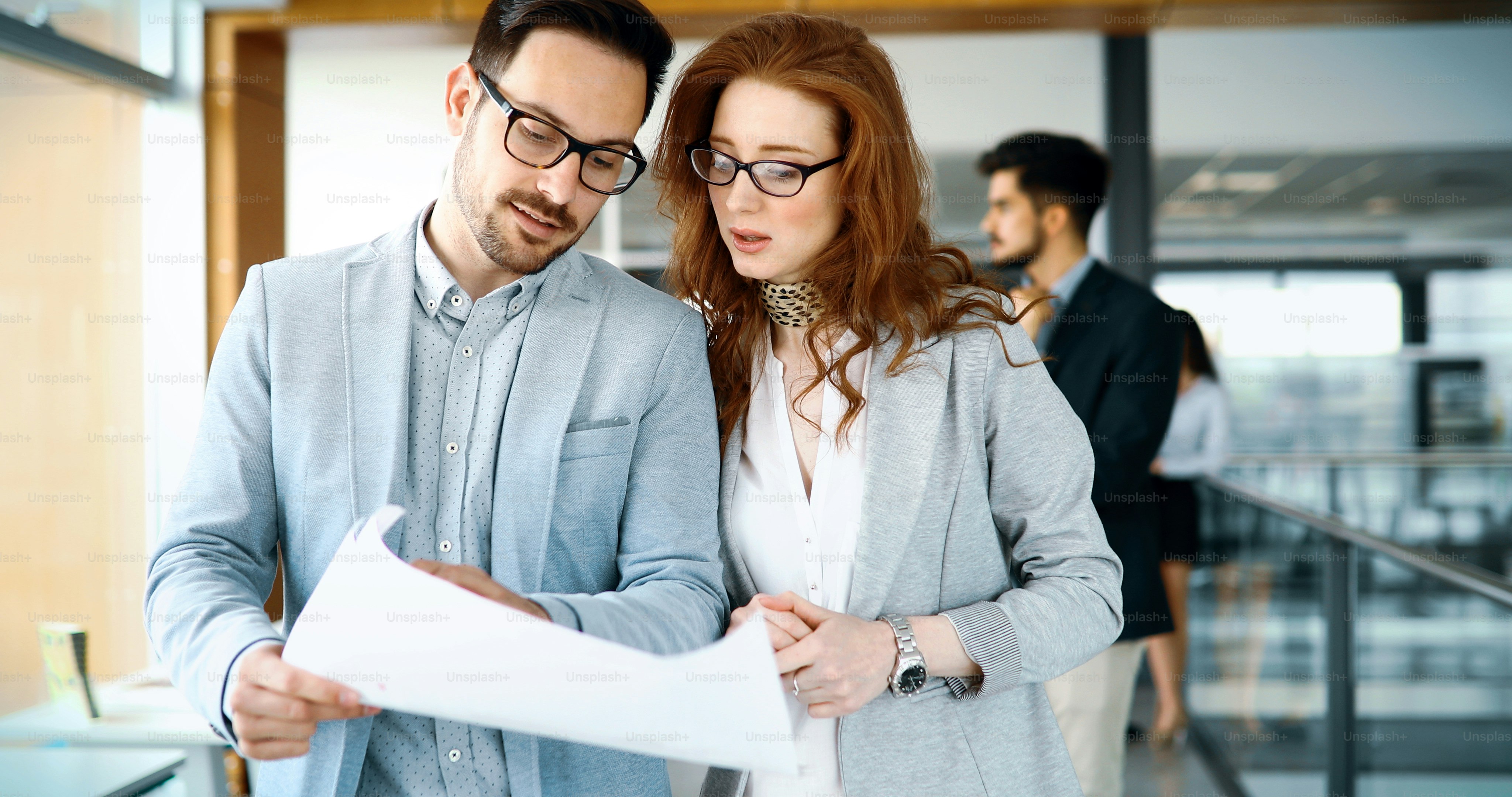 Business accountants working together at modern office photo – Office ...