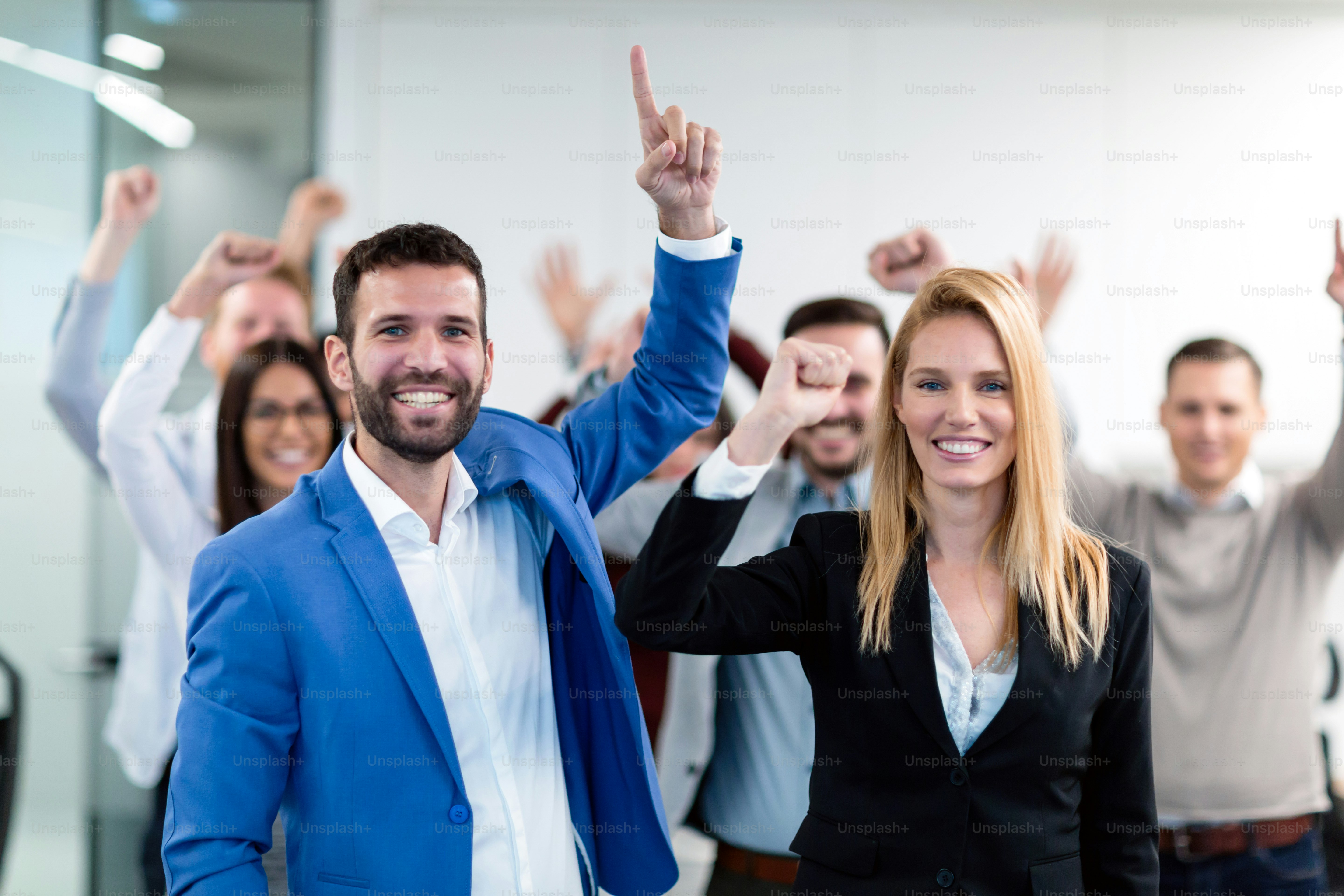 Group picture of successful business team posing in office photo ...