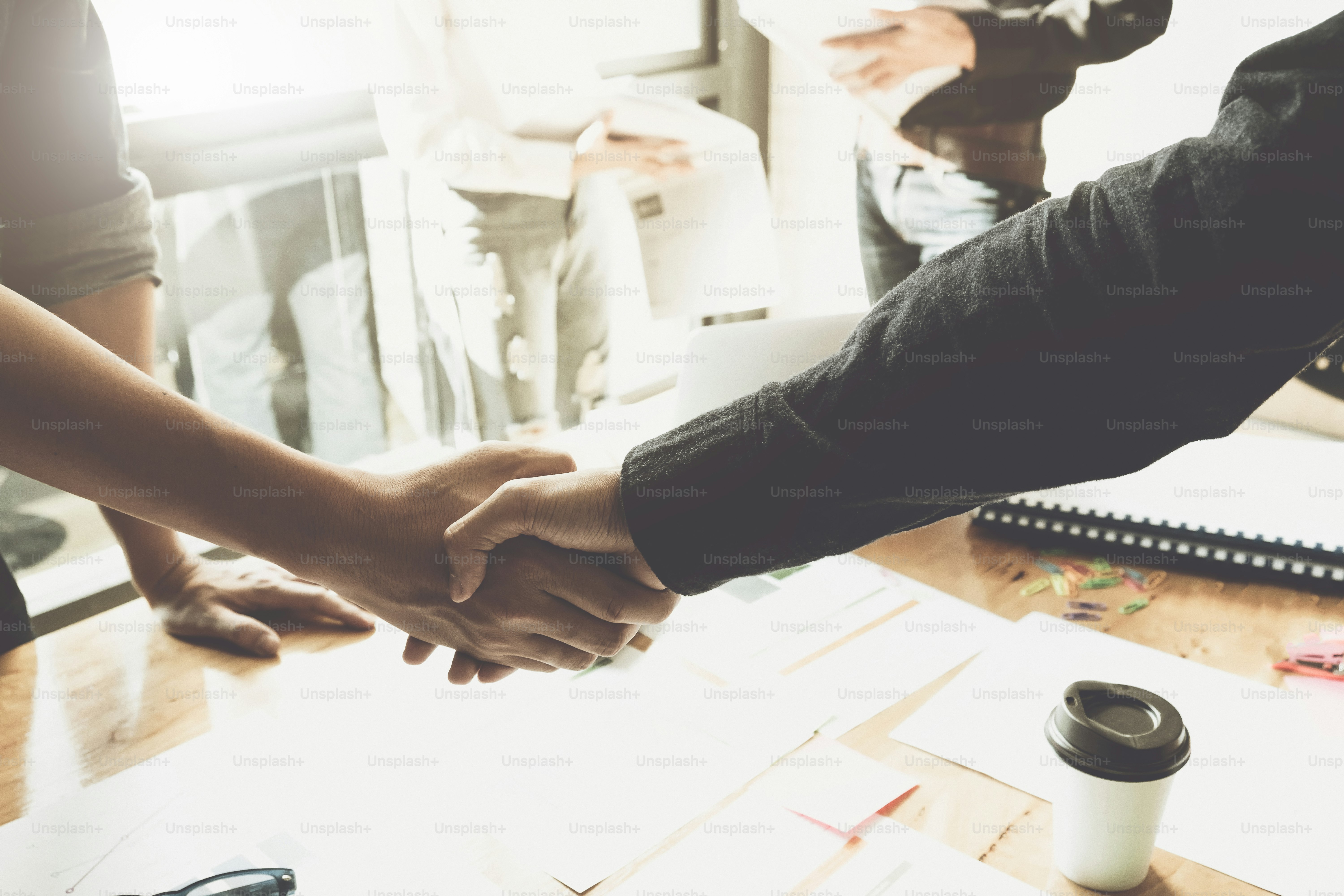 Business People Handshake after deal success, Greeting Deal Concept ...