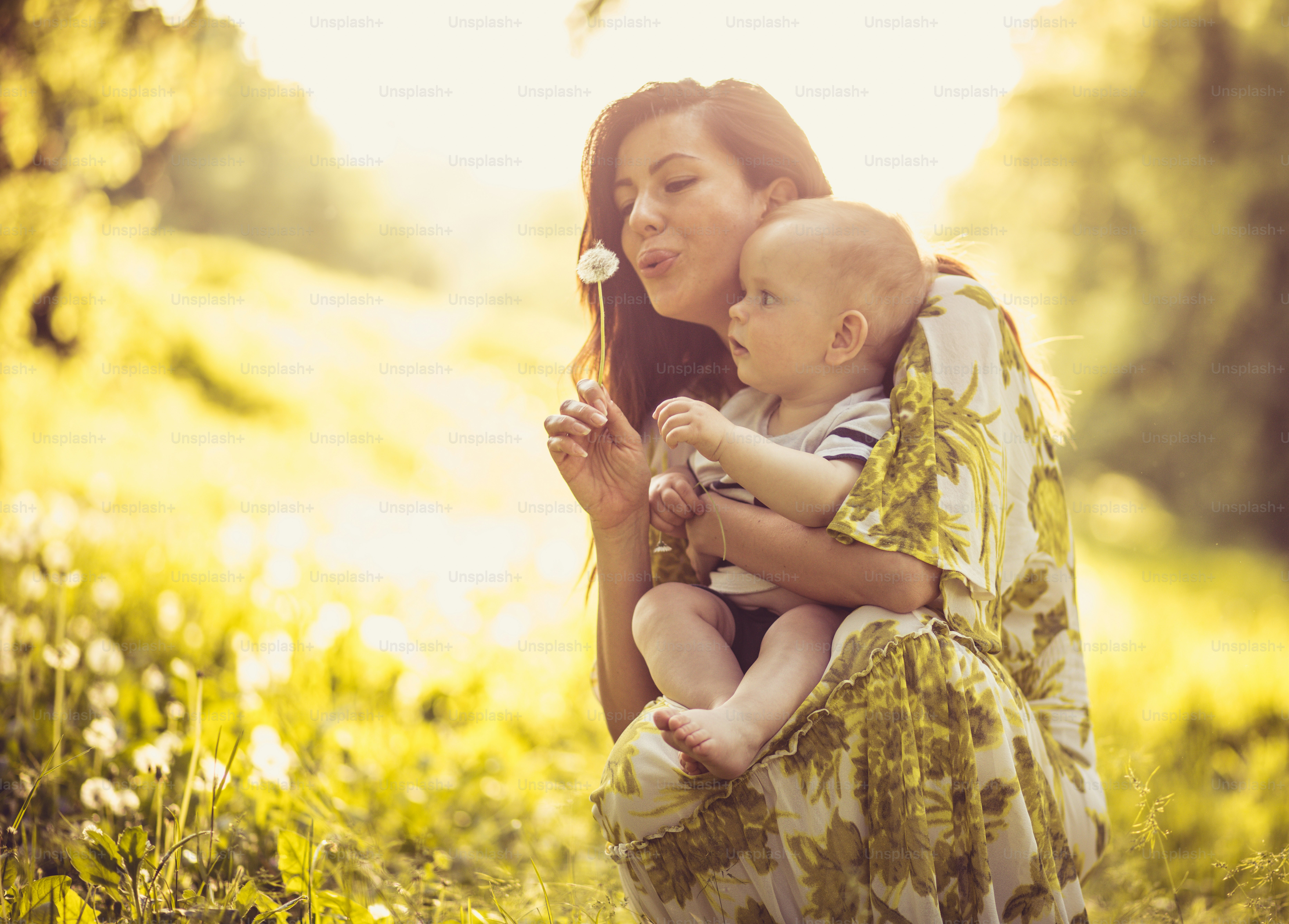 Enjoy at spring season. Cute baby with mother. photo – Springtime Image ...