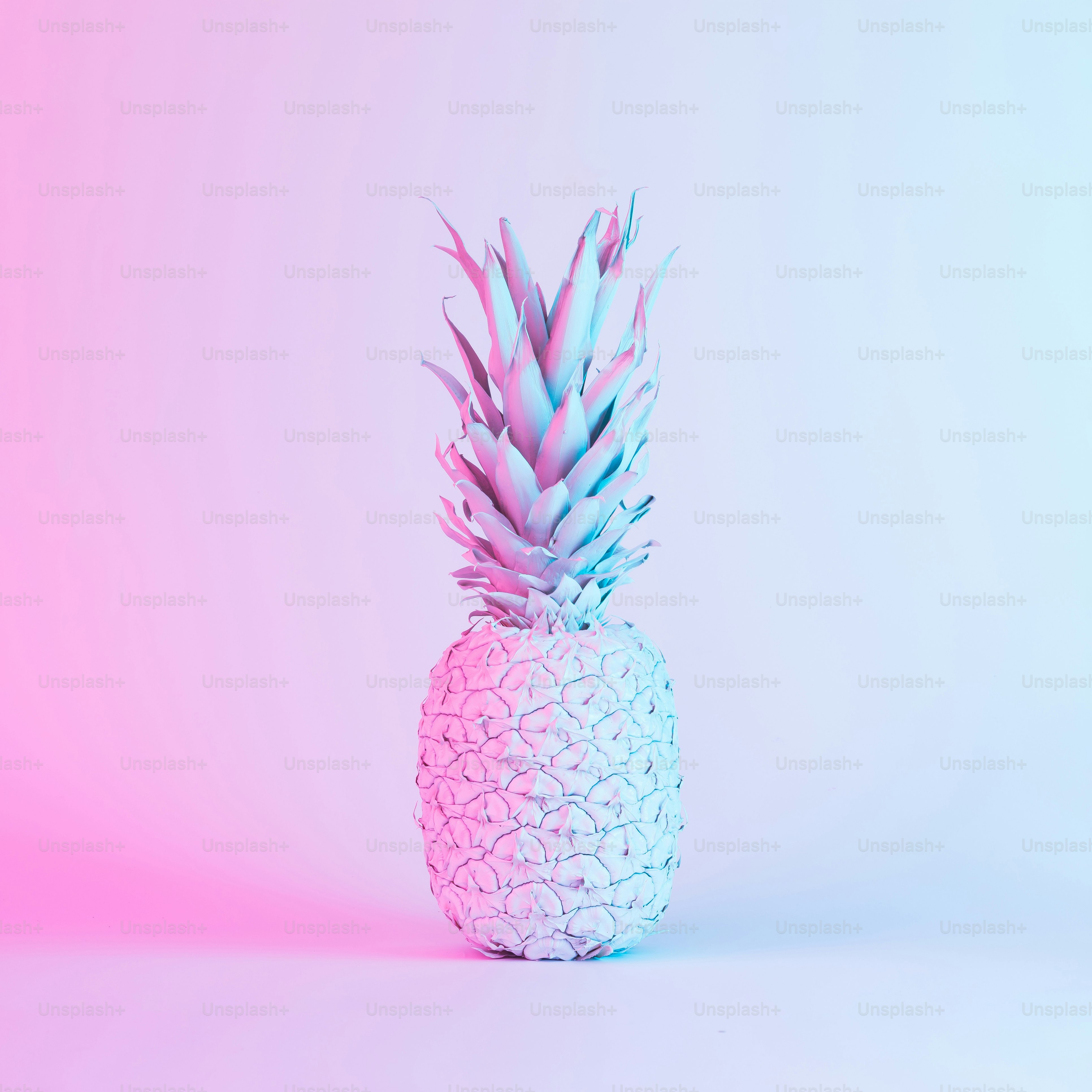 Pineapple in vibrant bold gradient holographic neon colors. Concept art ...