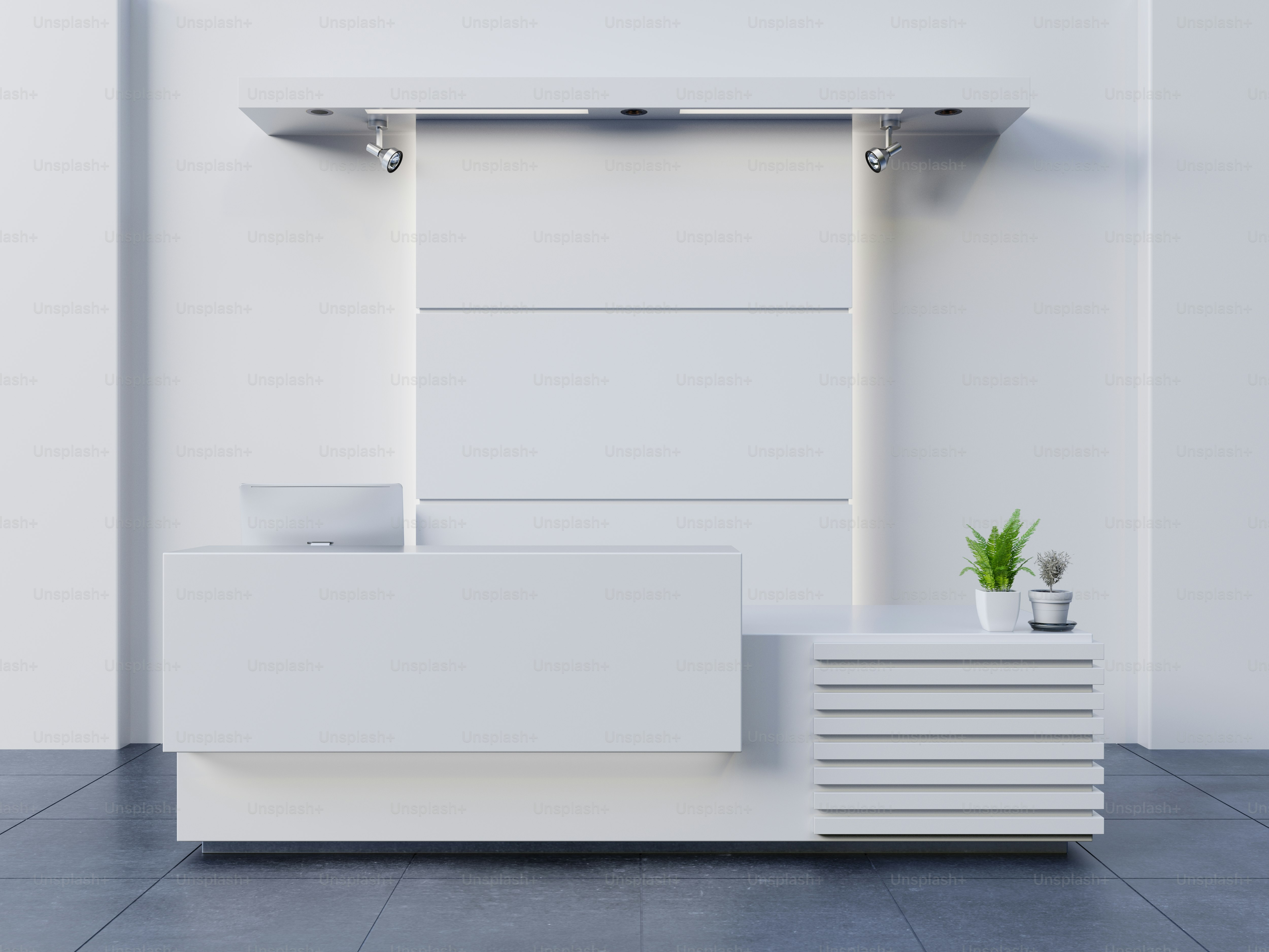 The table for the customer service counter white visitors,3d rendering ...