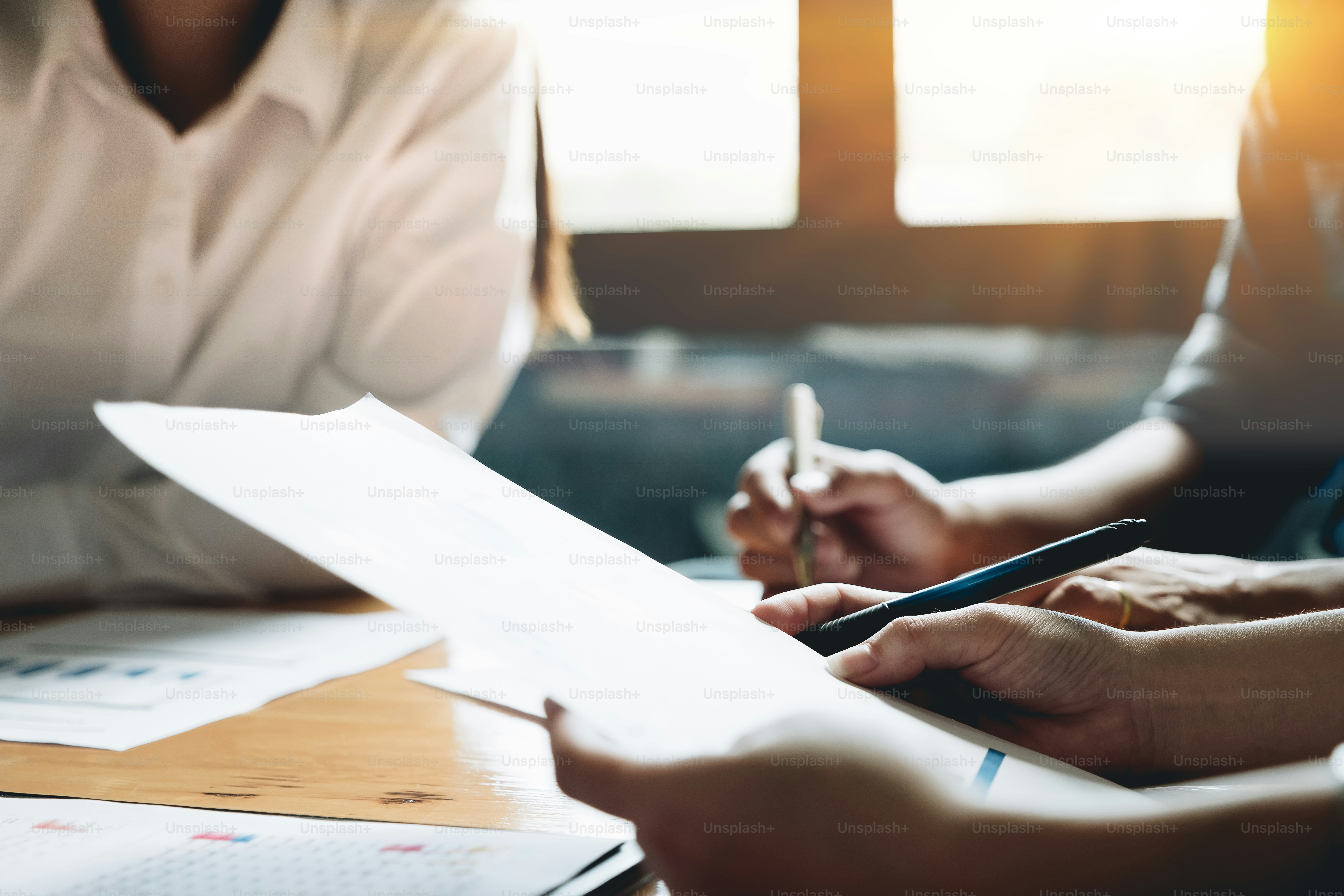 Business People Analyzing Statistics Business Documents, Financial ...