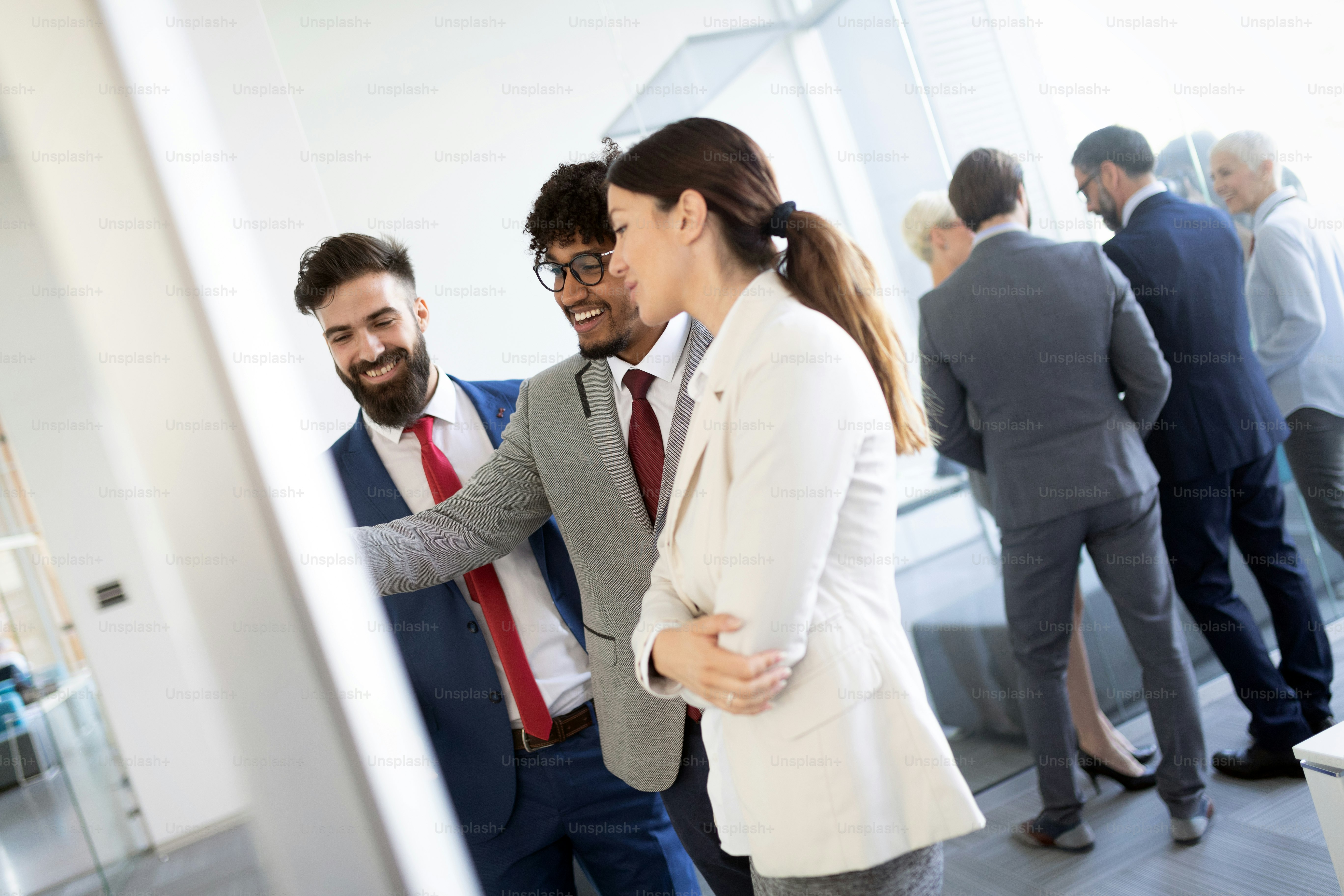 Businesspeople discussing together in conference room during meeting at ...