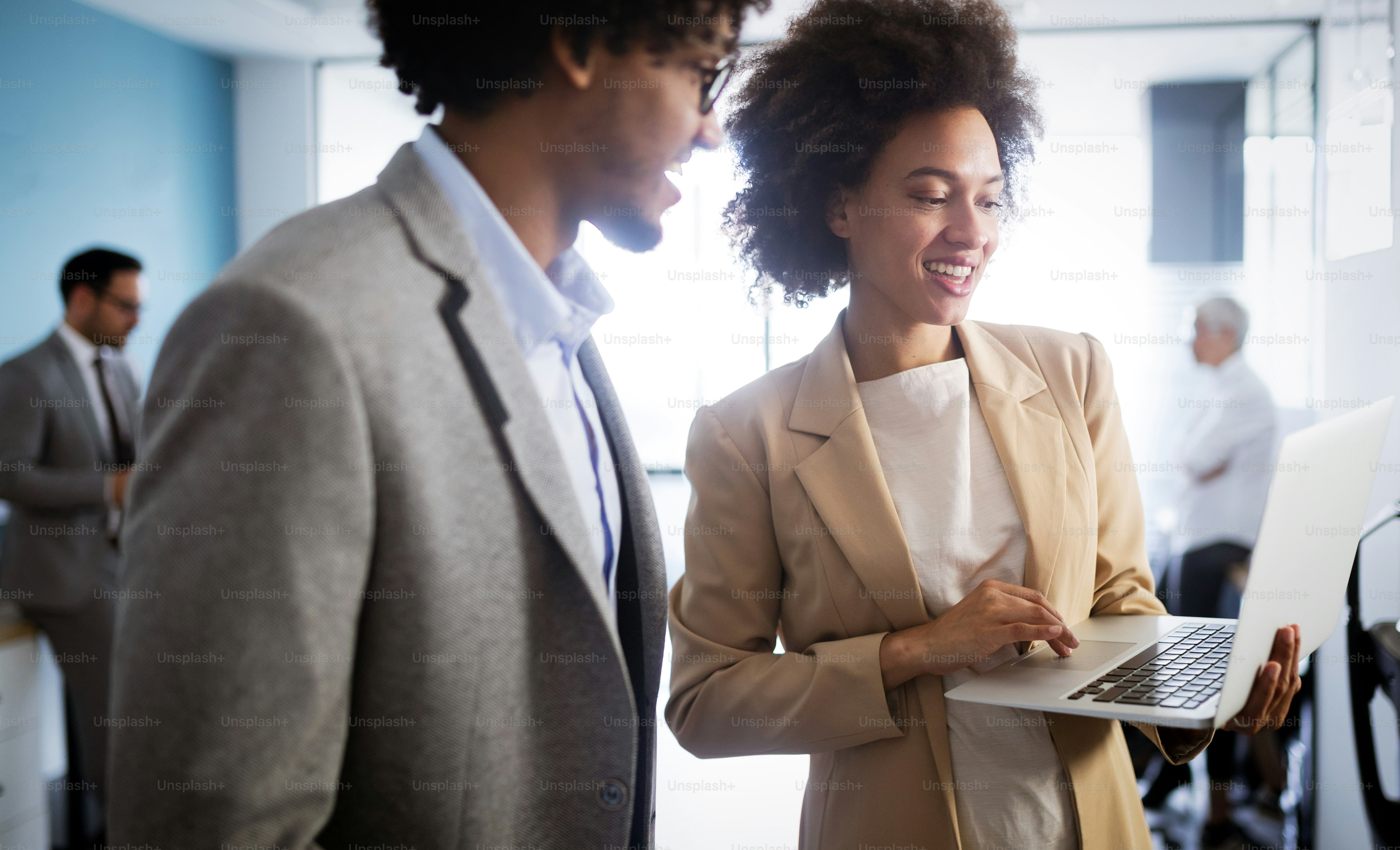 Group of successful happy business people at work in office photo ...