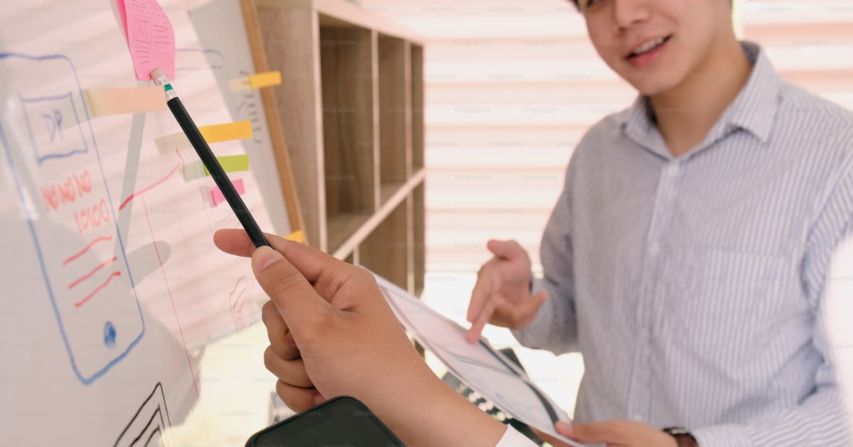 Pre Project Programer Team Working Development Software With Ux Ui Project On Paper Project