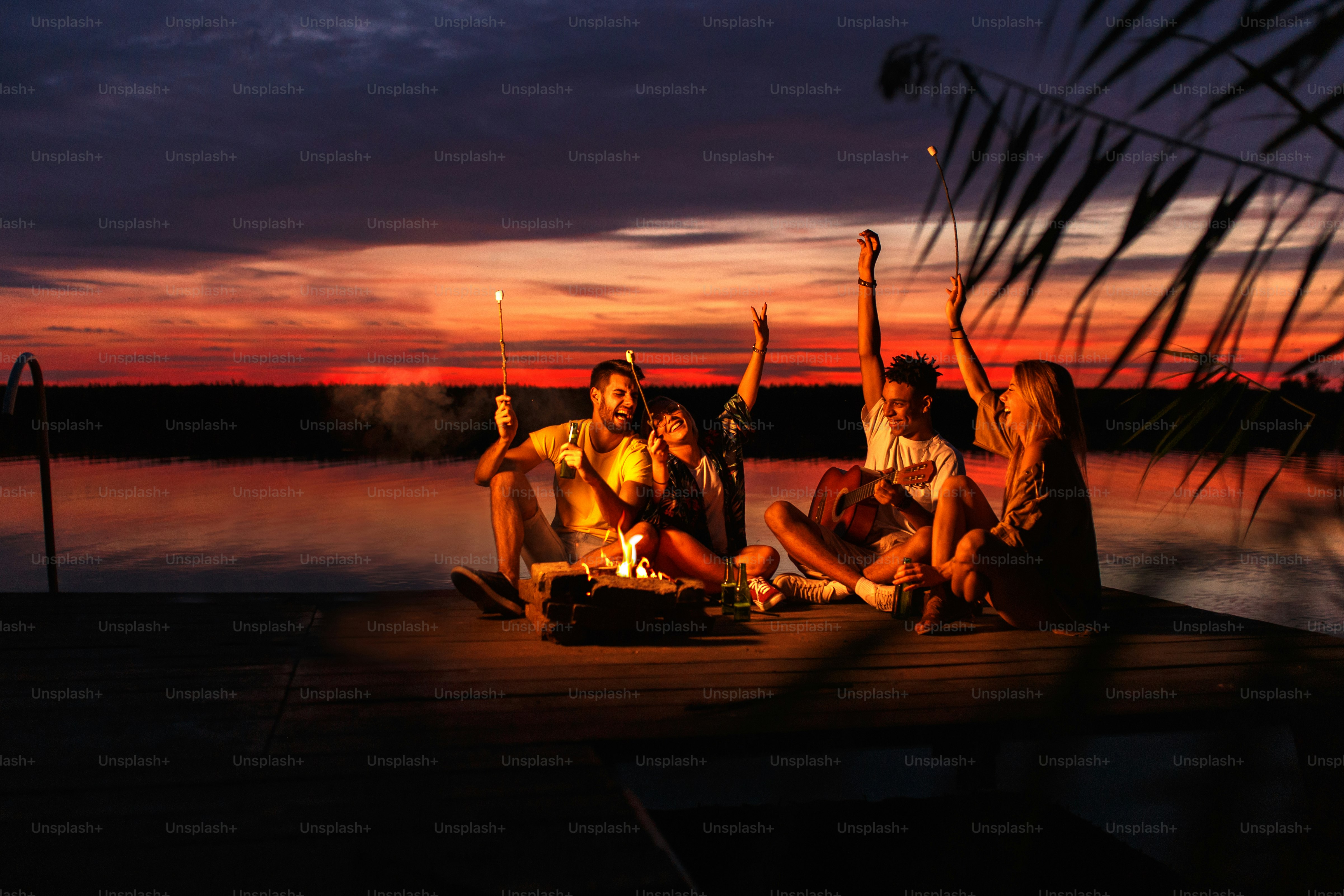 Night Beach Party Fire