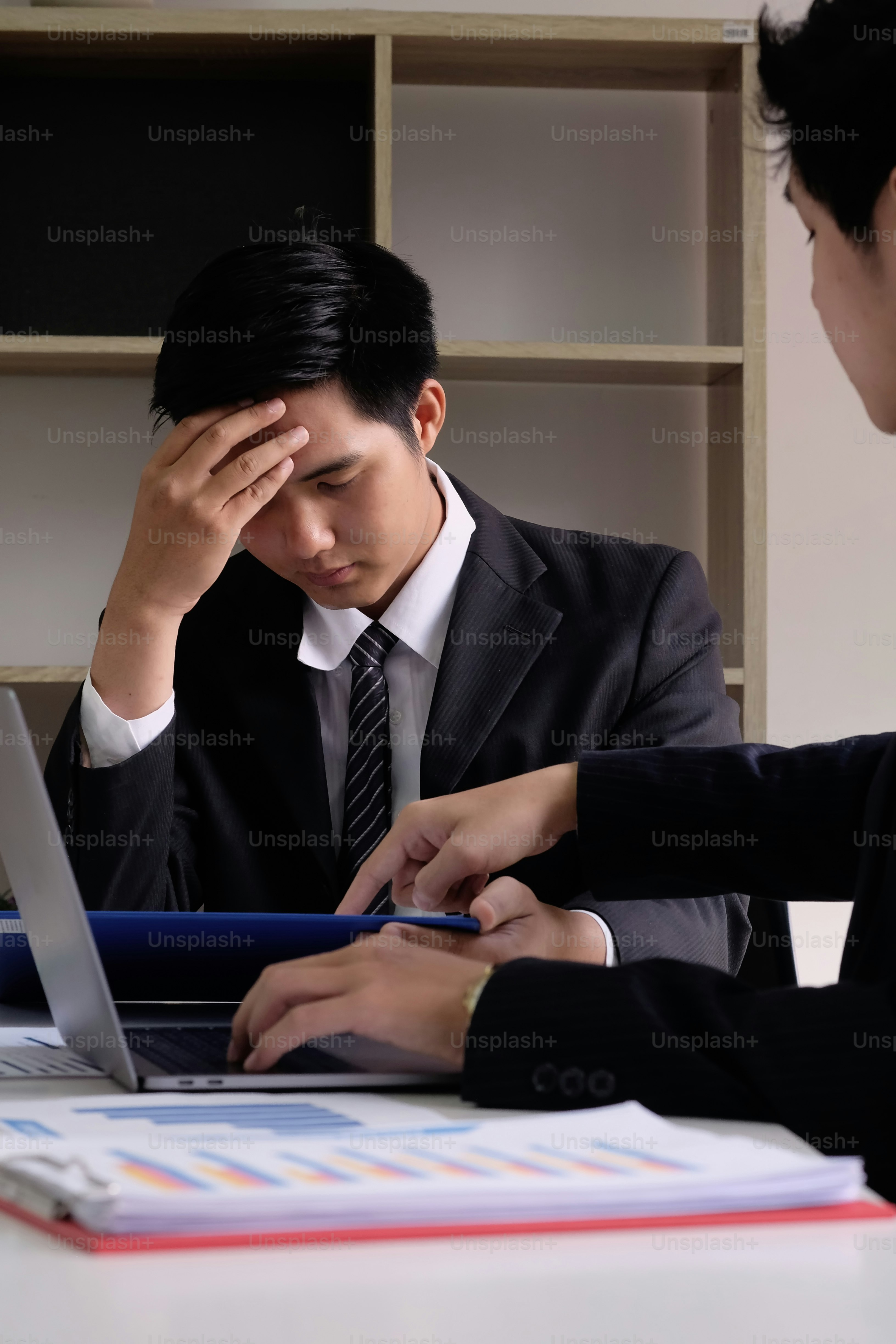 Complaint business, Businessman working with meeting room and bad ...