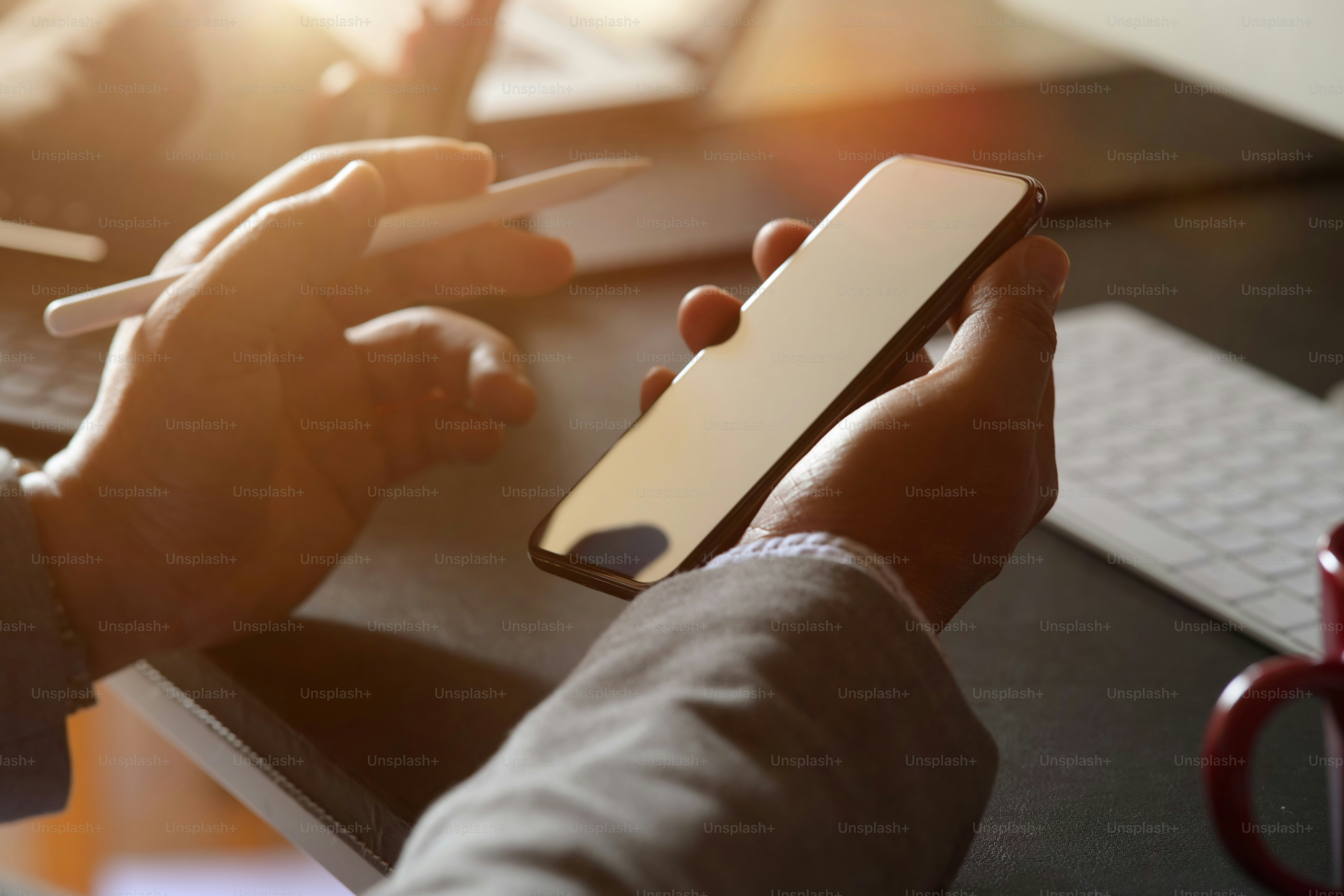Businessman using with mobile phone devices photo – Wireless technology ...
