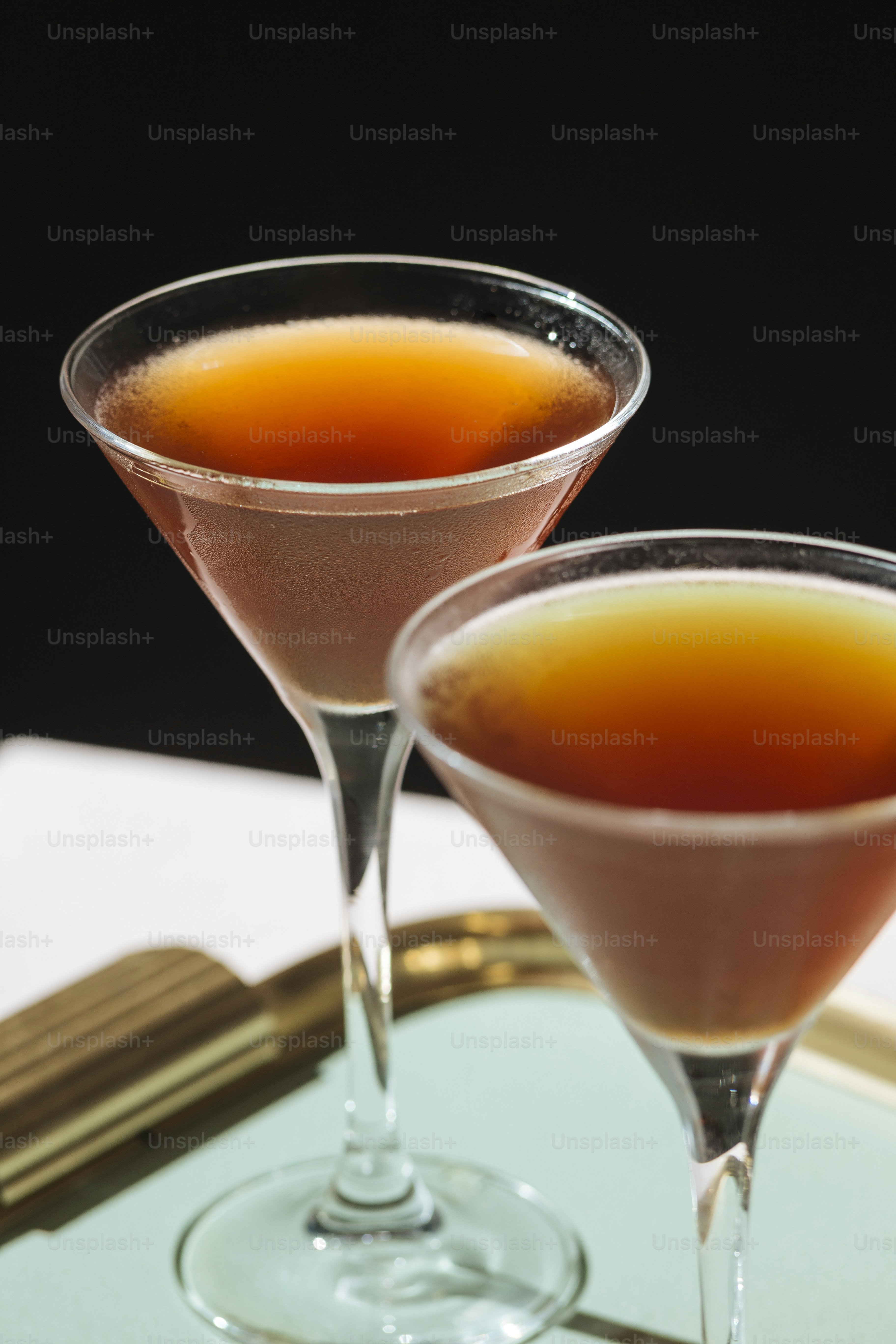 Stinger, an after dinner Cocktail with Cognac and Crème de Menthe white ...