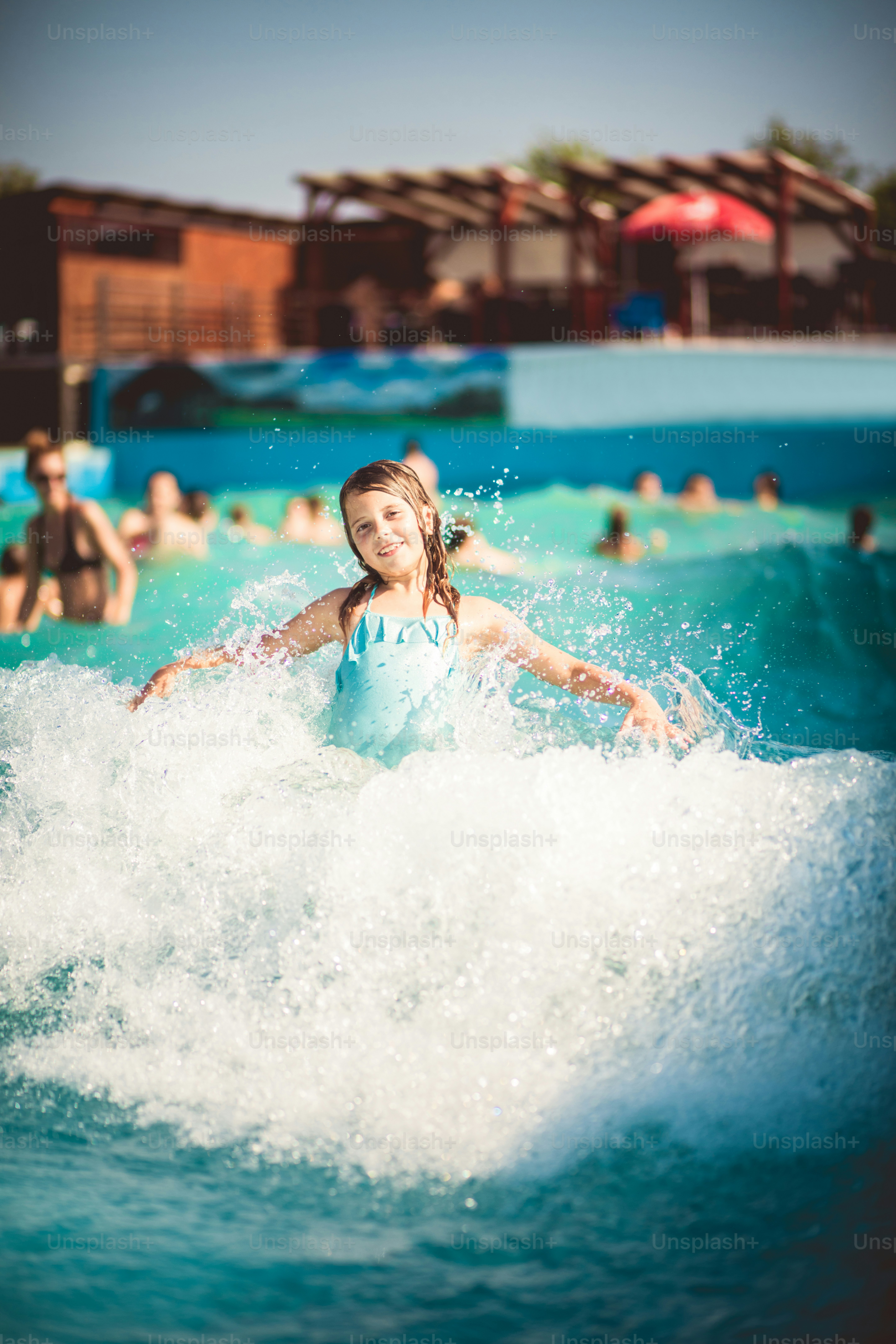 Best friends always have a fun. Children in the pool. photo – Summer ...
