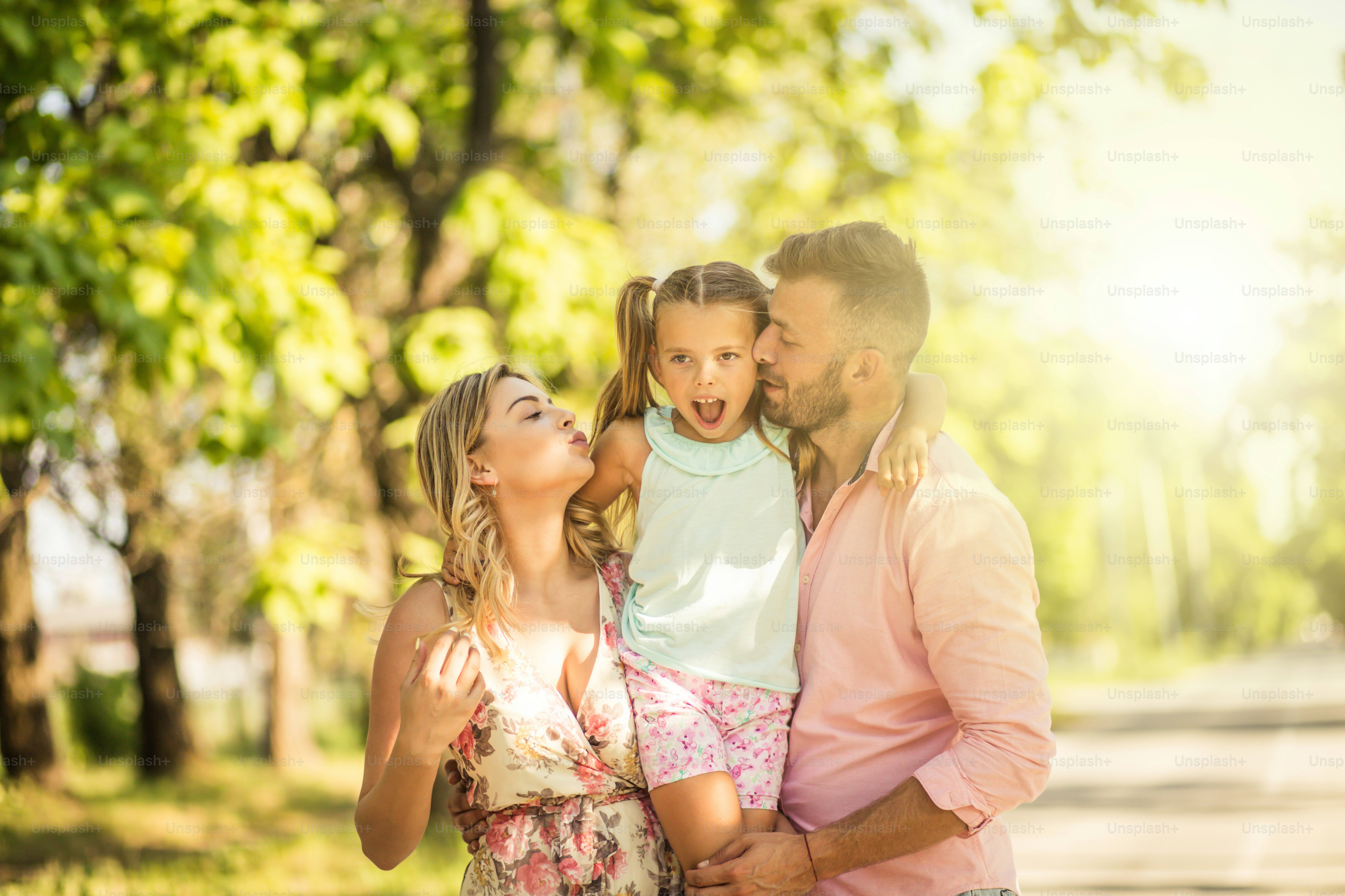The joy of being part of a loving family. Family in nature. photo ...