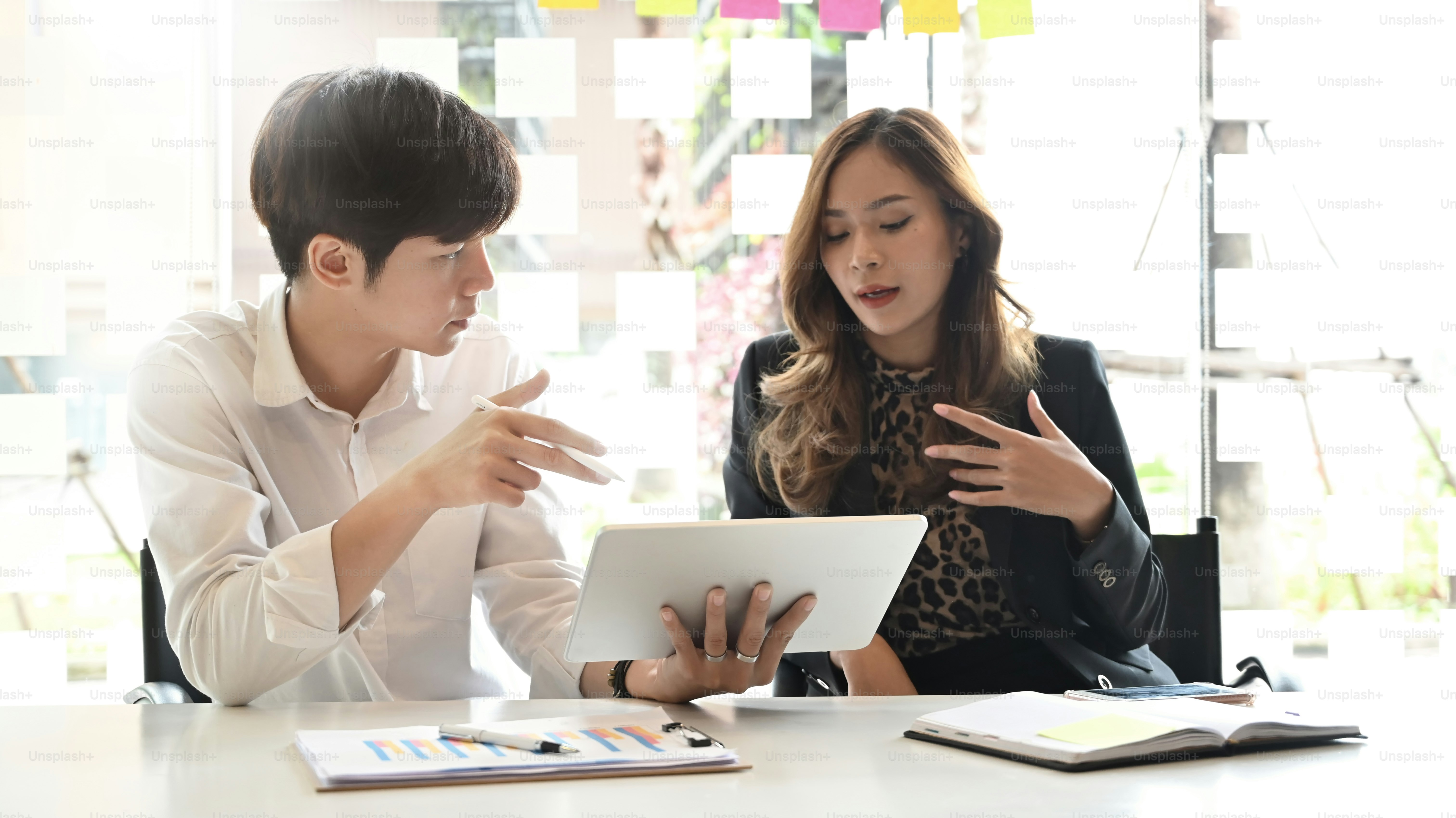 People business discussion with digital tablet meeting on office table ...