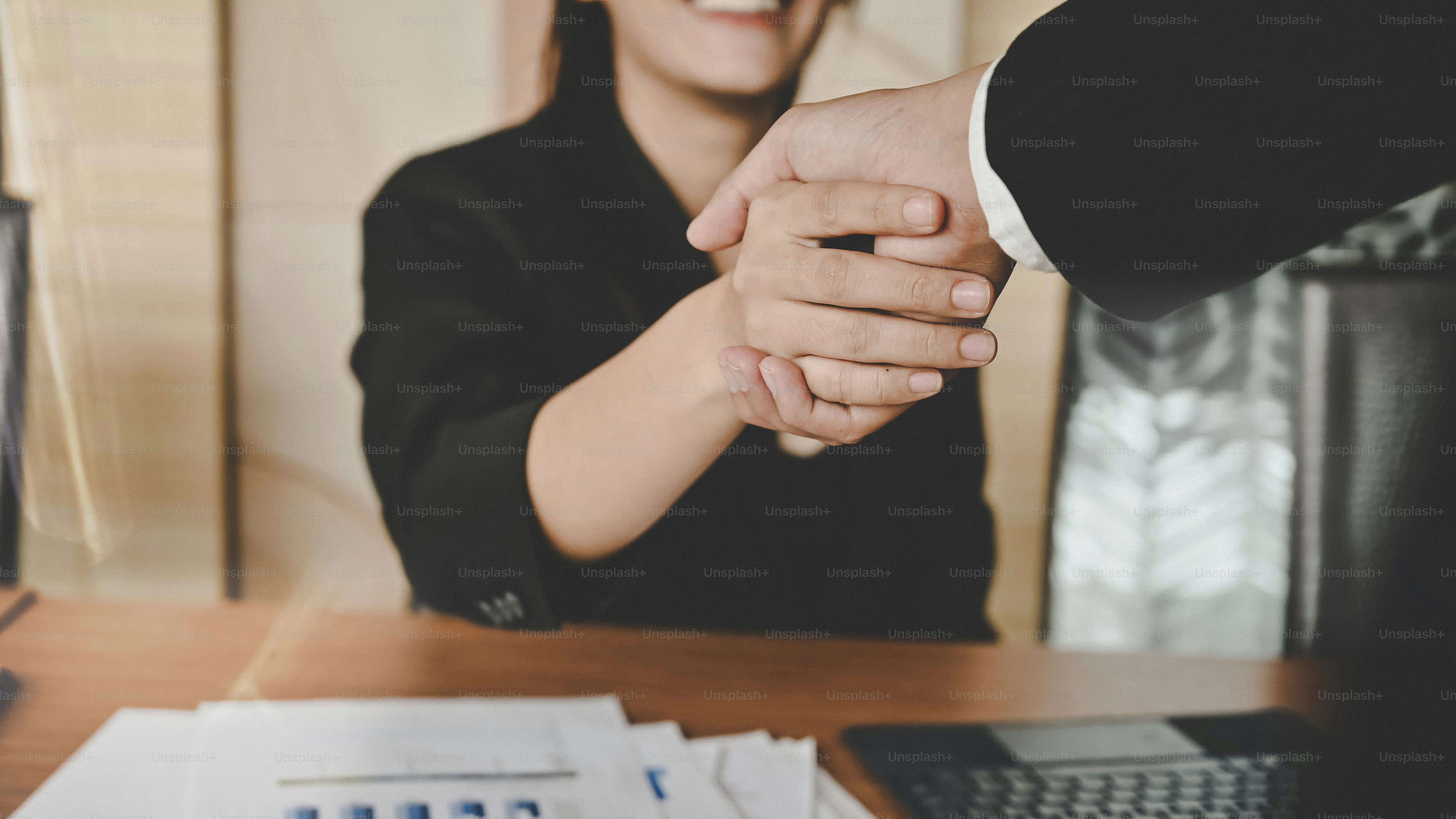 Close-up shake hands of business in meeting room. photo – Business ...