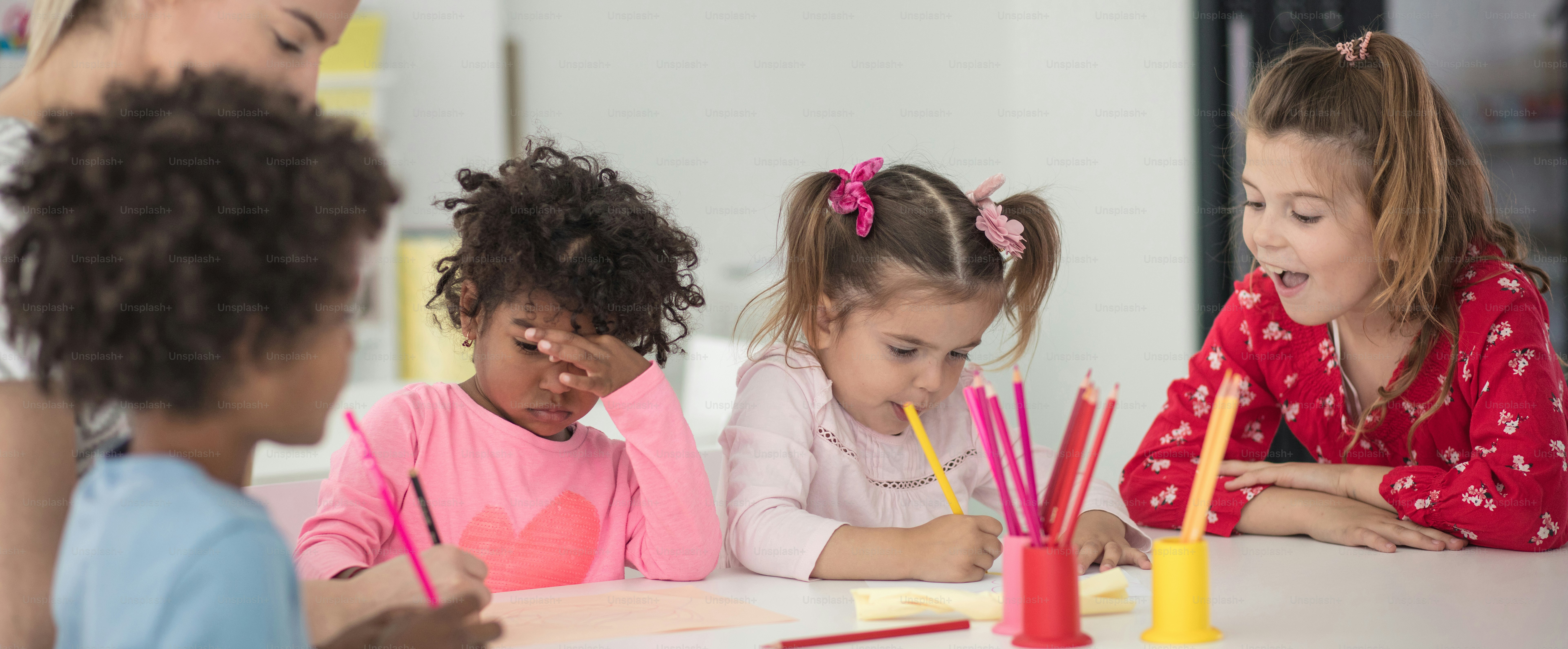 Time to get creative. Children in preschool. photo – Education Image on ...