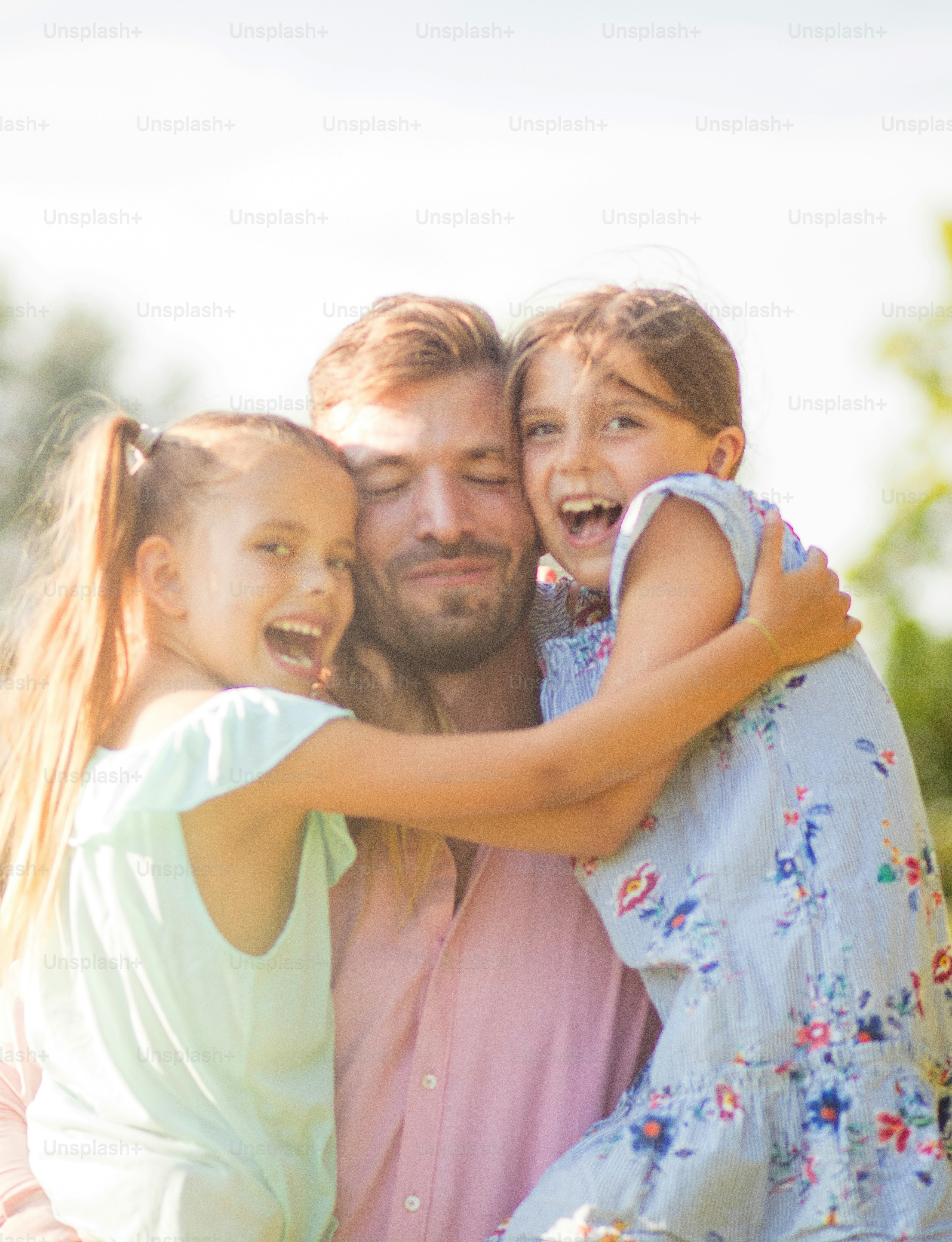 We love our dad so much. Father with daughters. photo – Family Image on ...