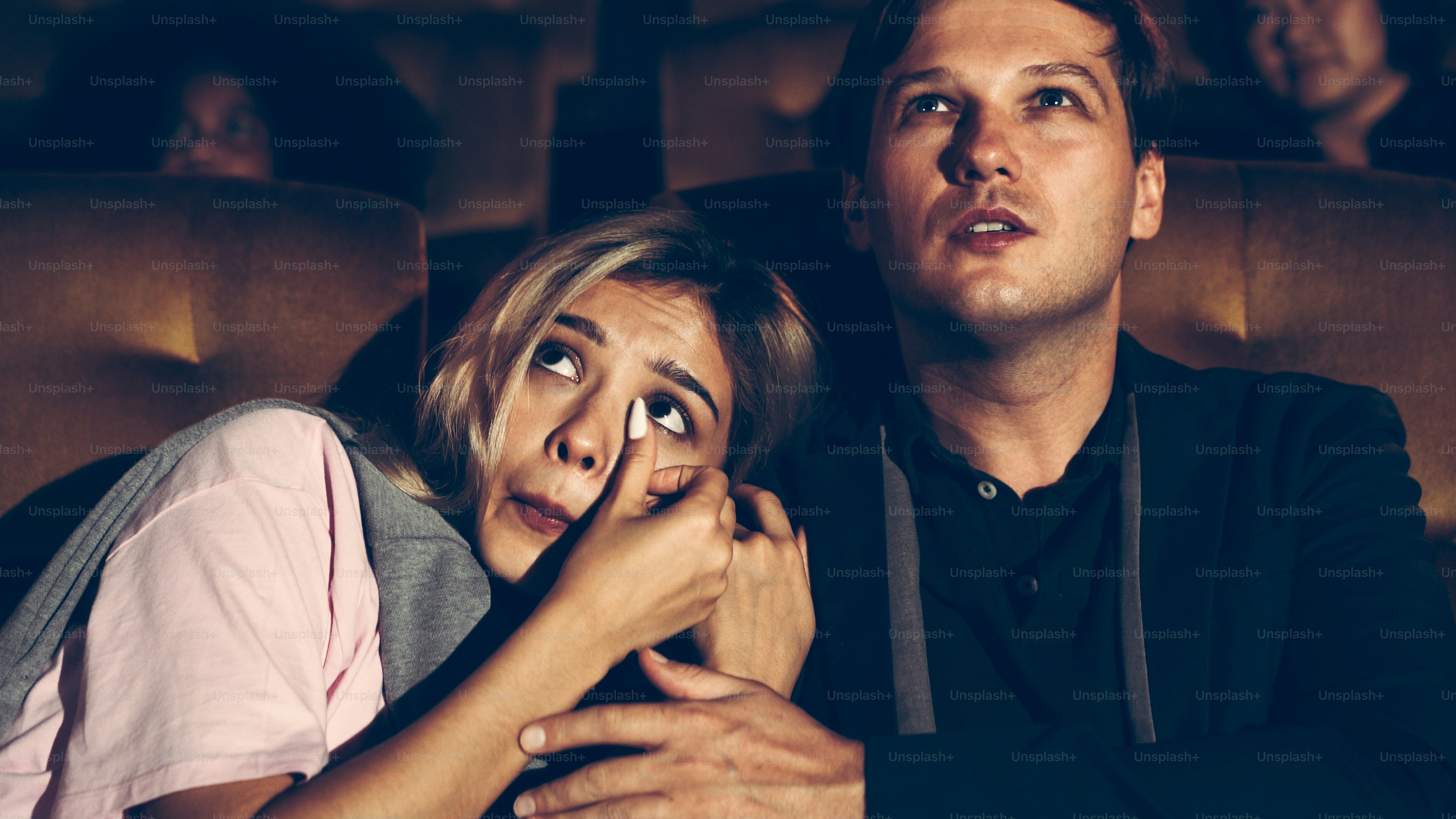 People audience watching movie in the movie theater cinema. Group ...