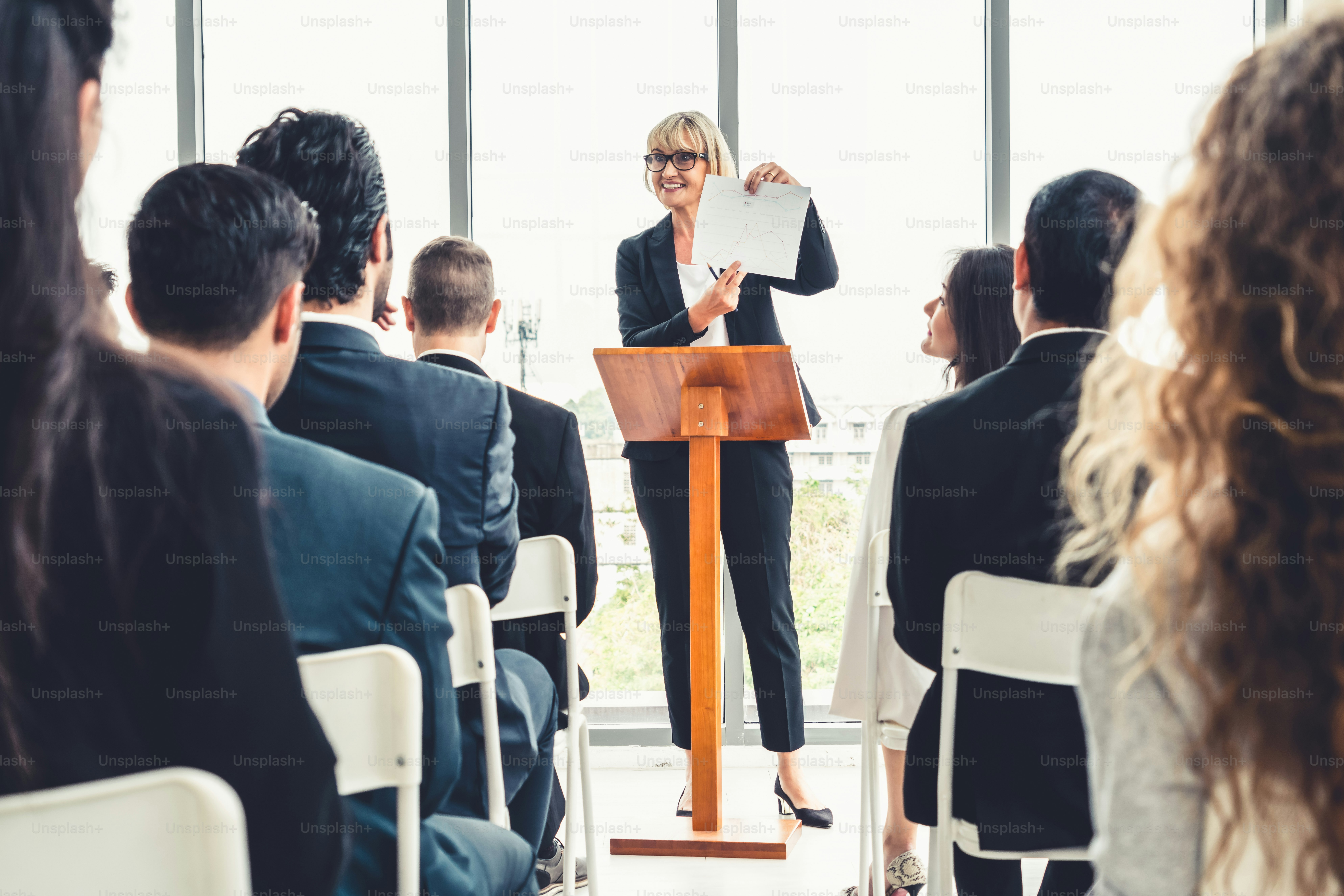 Group of business people meeting in a seminar conference . Audience ...