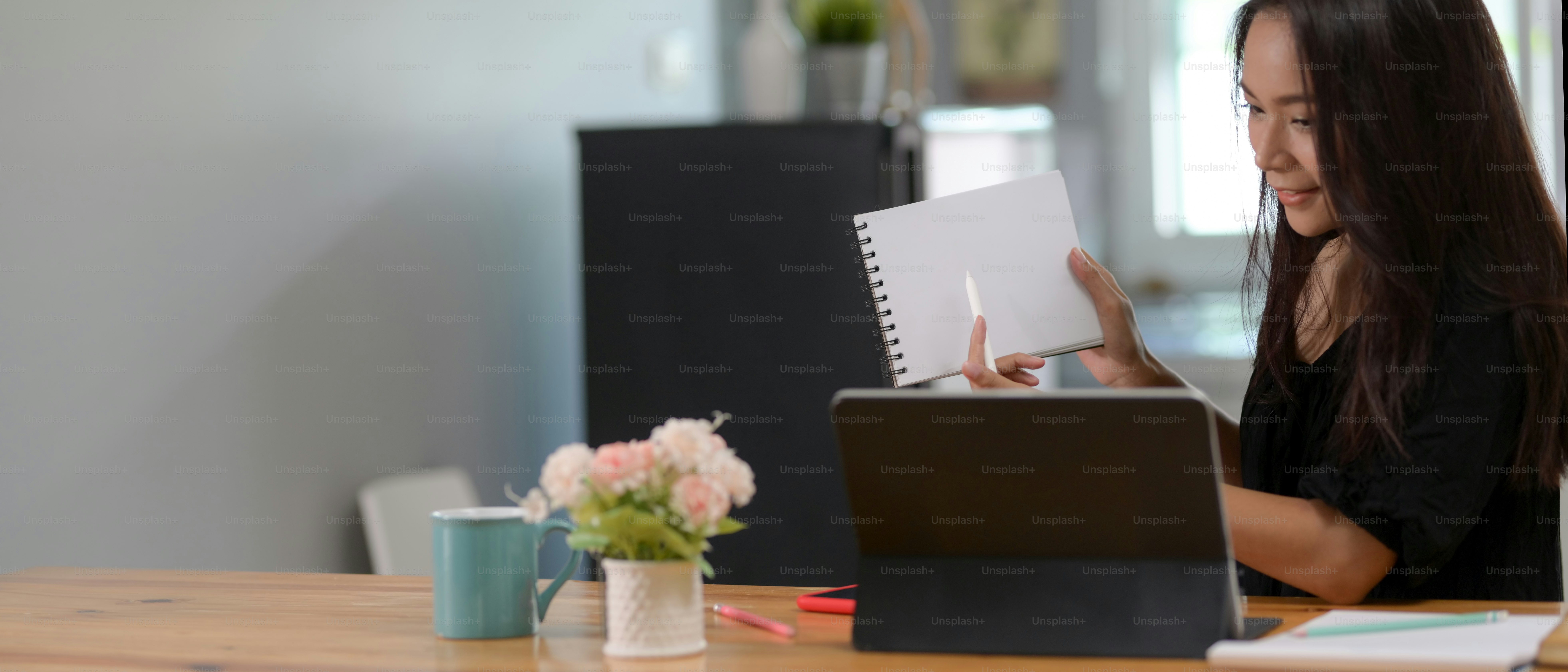 Cropped shot of female professor online teaching with digital tablet ...