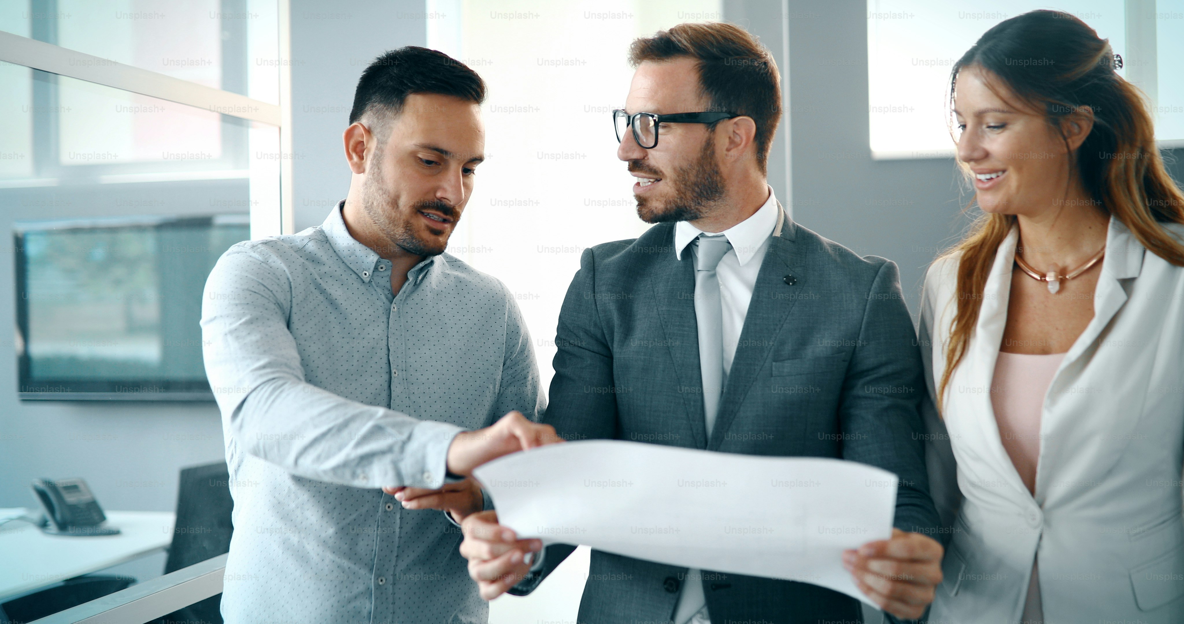 Creative professional business people working on business project in ...
