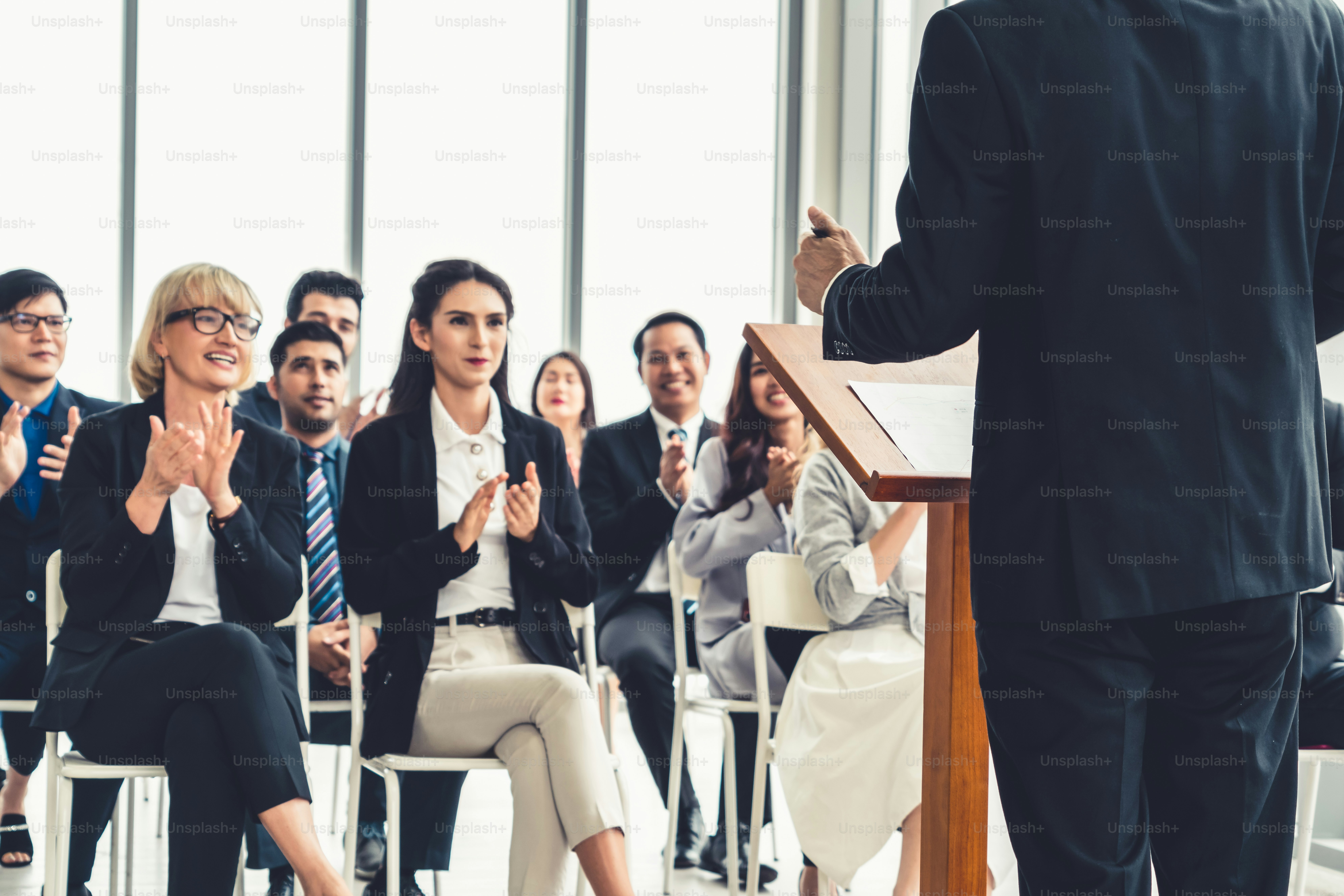 Group of business people meeting in a seminar conference . Audience ...