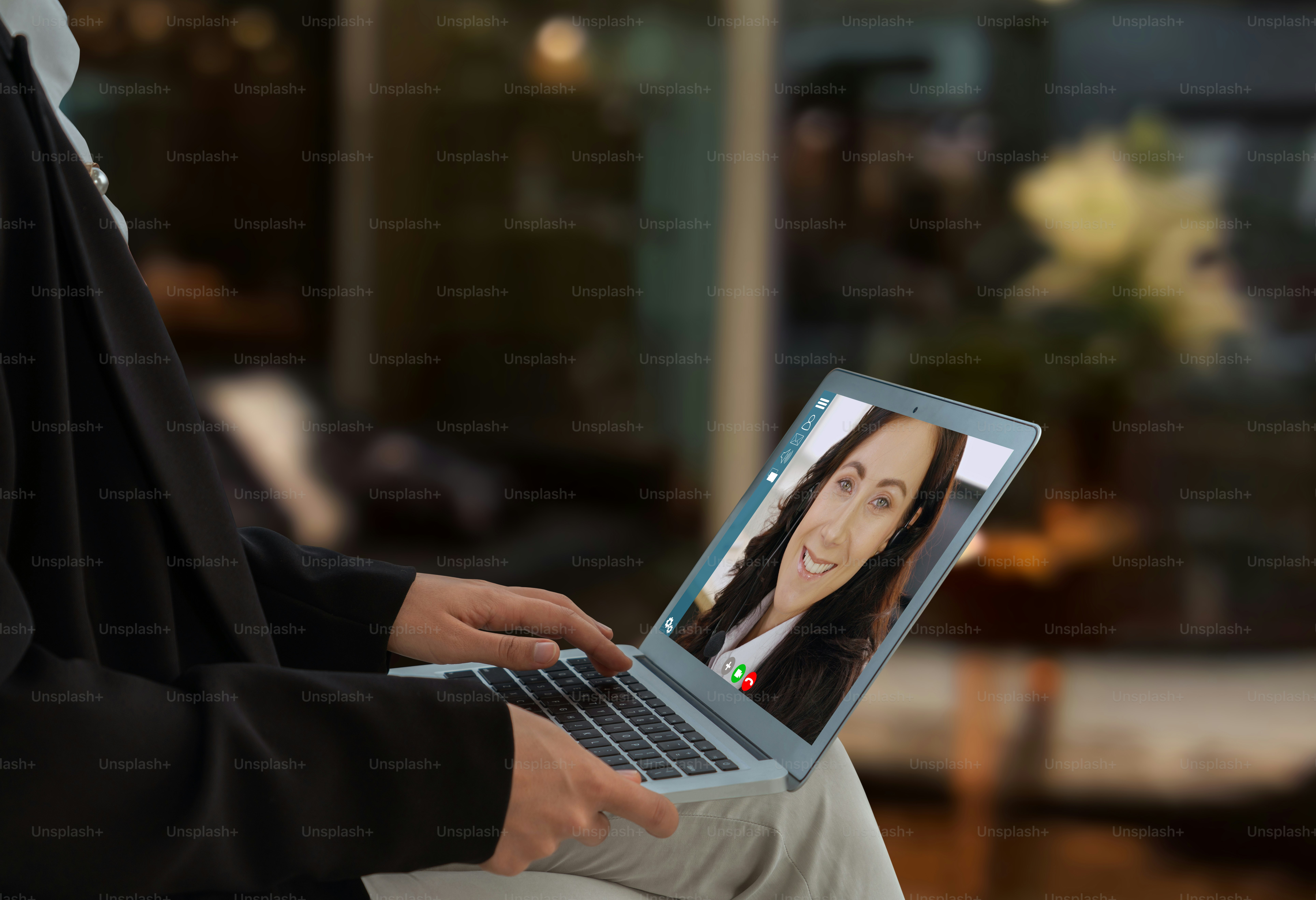 Video call business people meeting on virtual workplace or remote ...