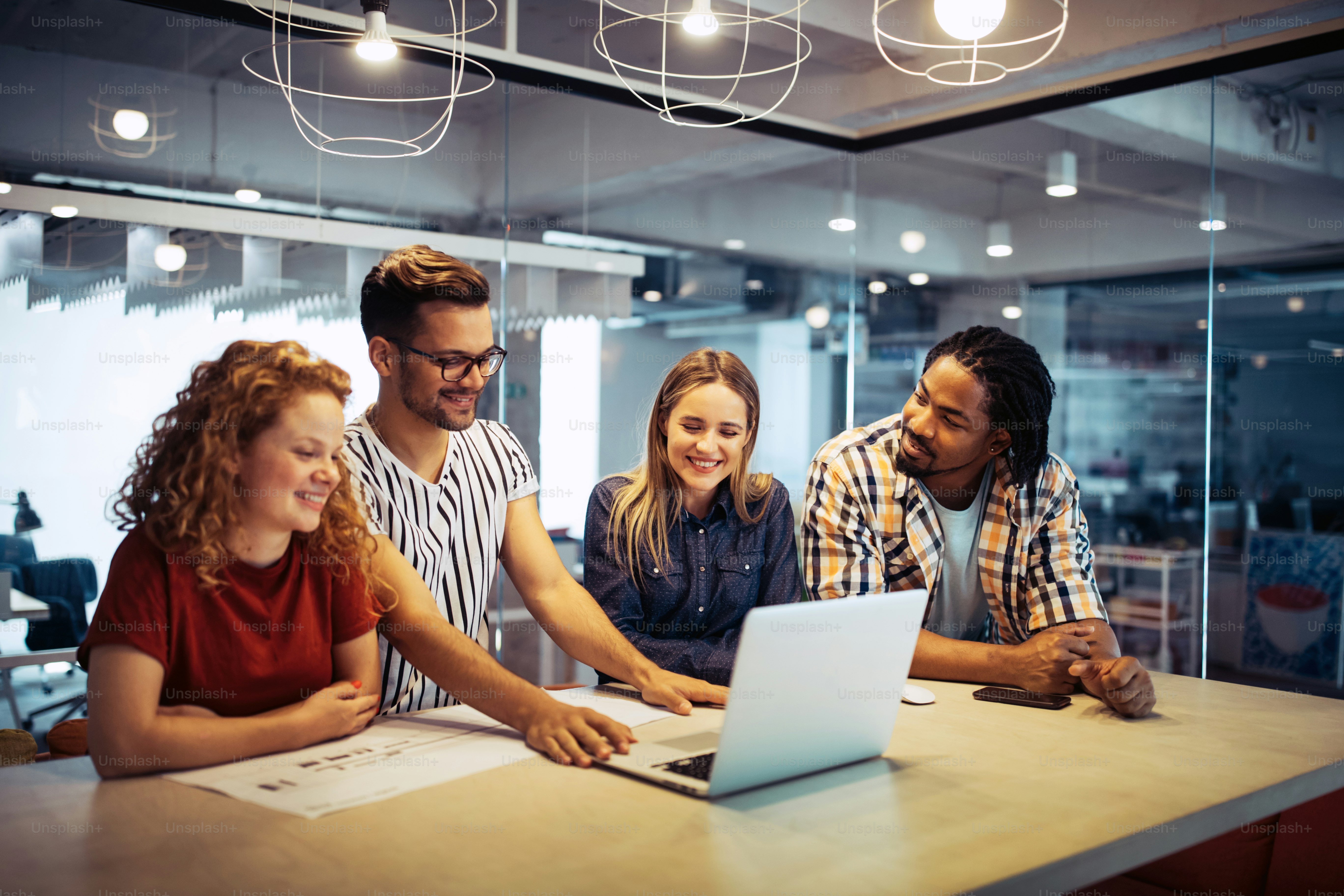 Business people designer architects teamwork brainstorming planning ...