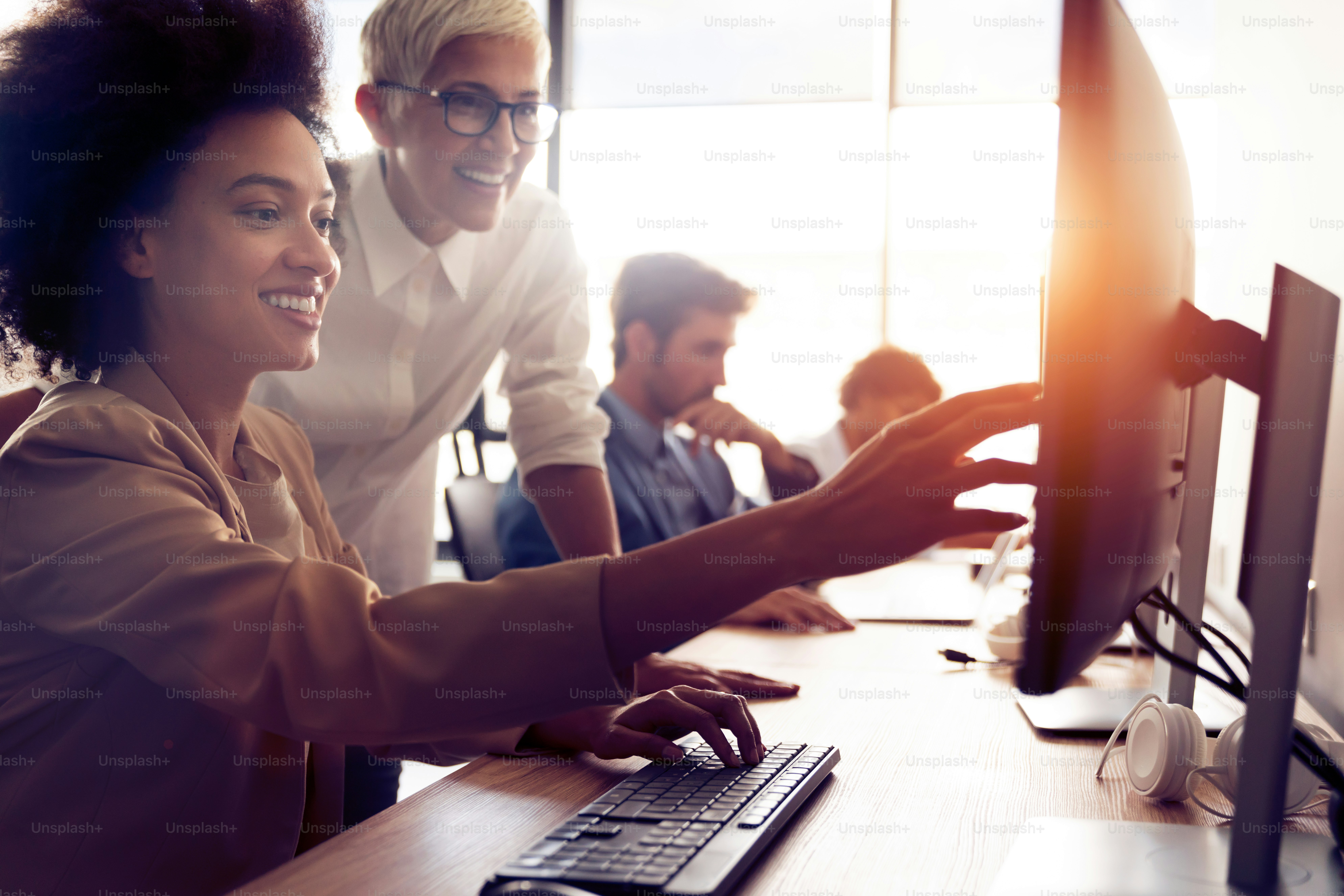 Software engineers people working on project and programming in company ...