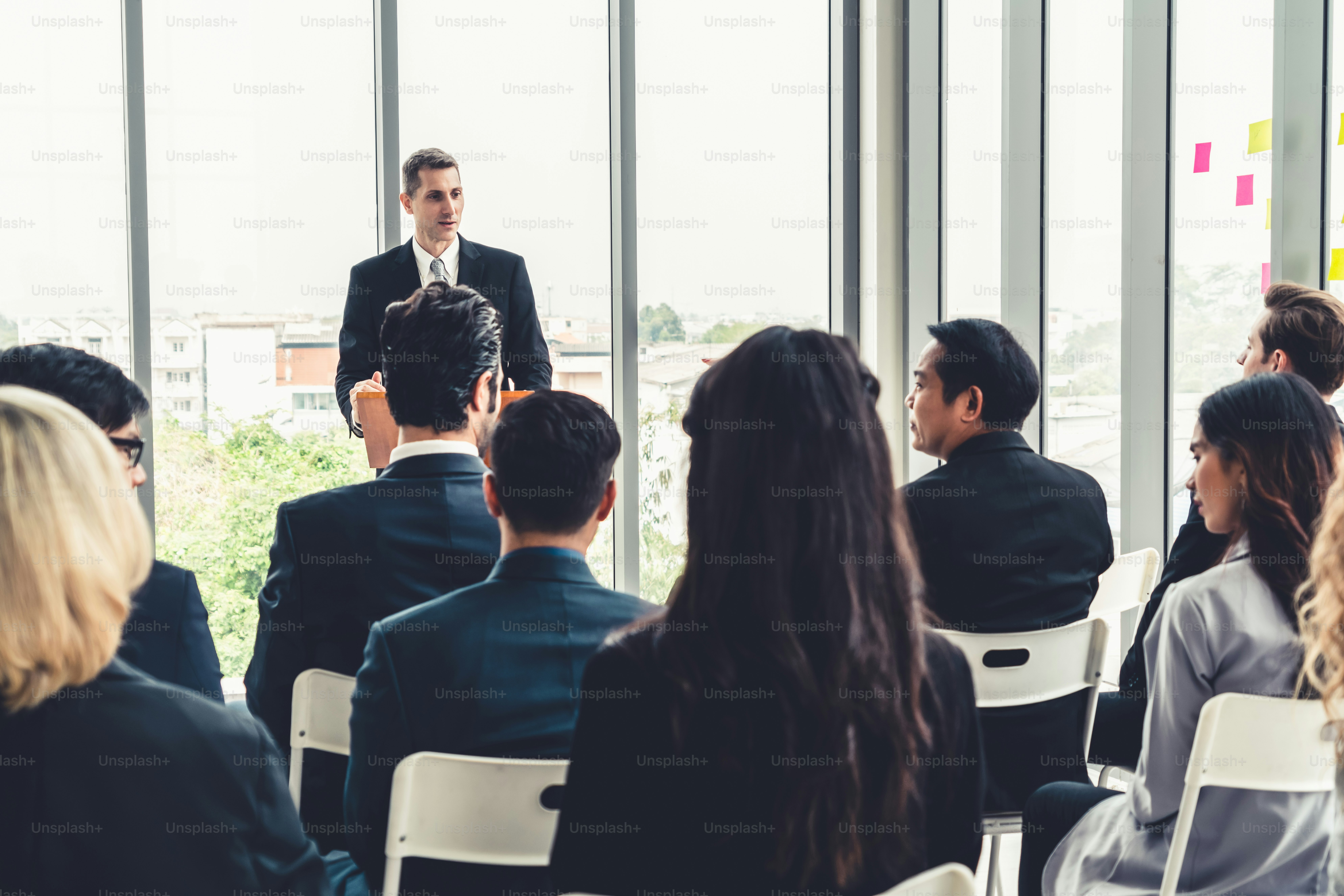 Group of business people meeting in a seminar conference . Audience ...