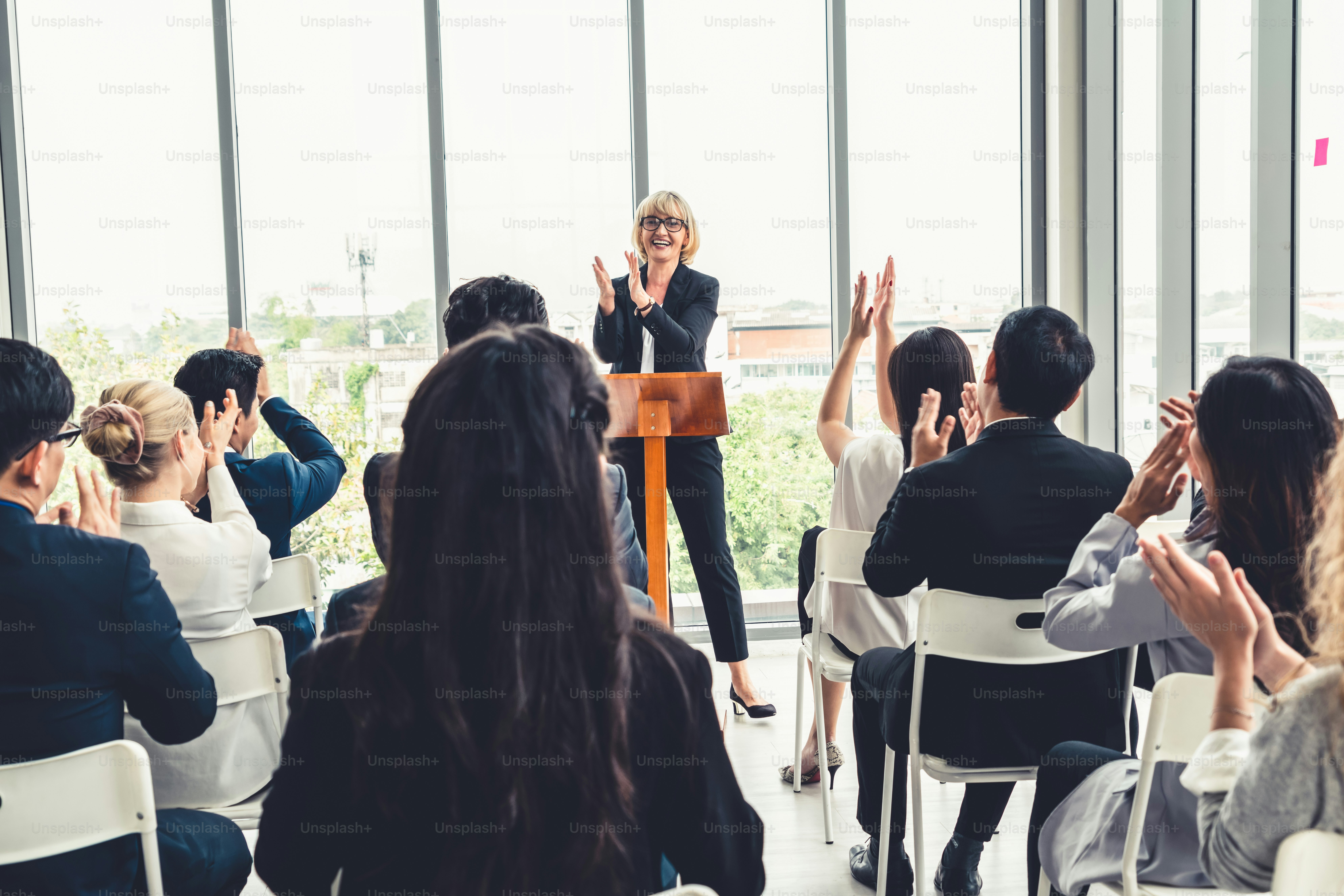 Group of business people meeting in a seminar conference . Audience ...