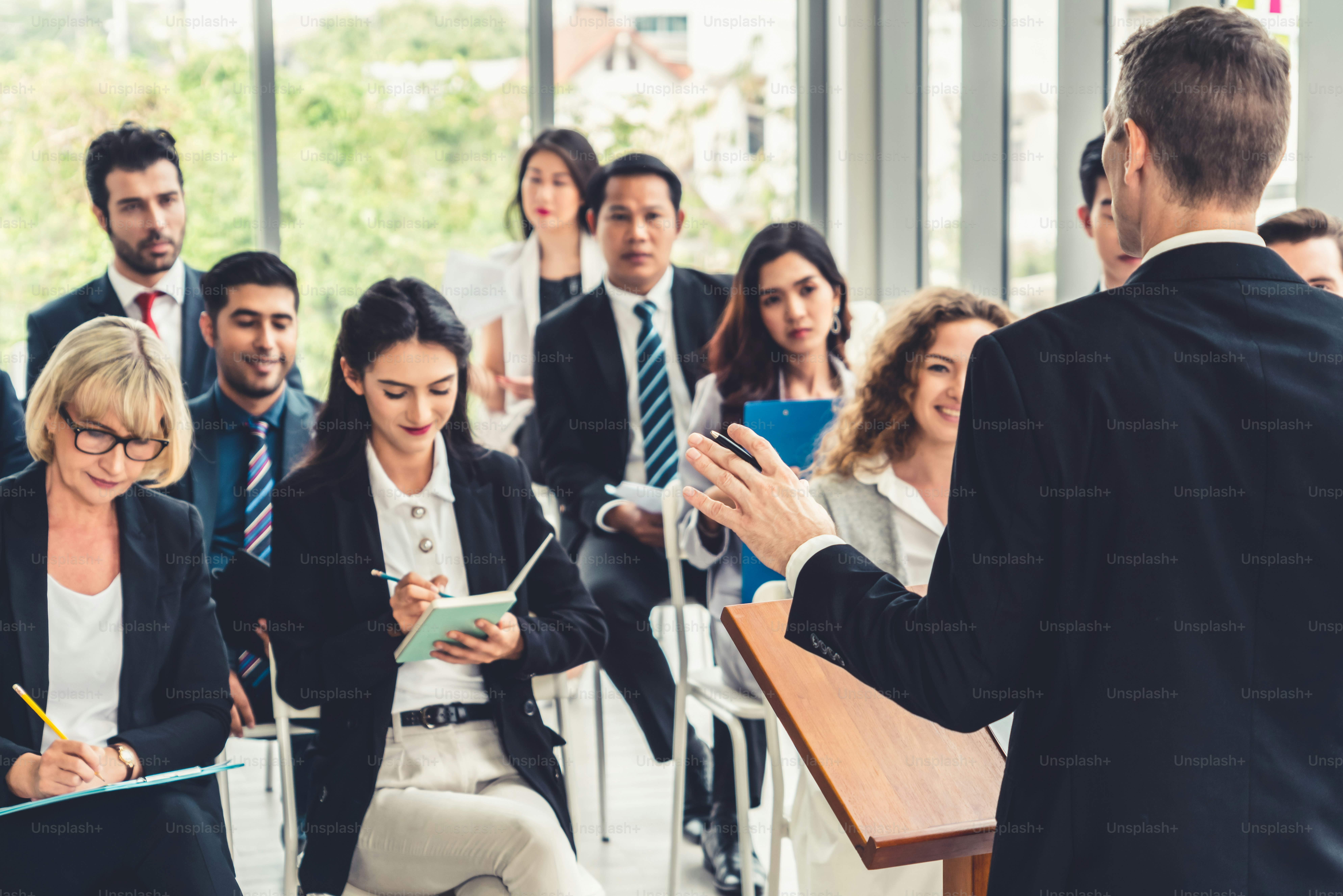 Group of business people meeting in a seminar conference . Audience ...