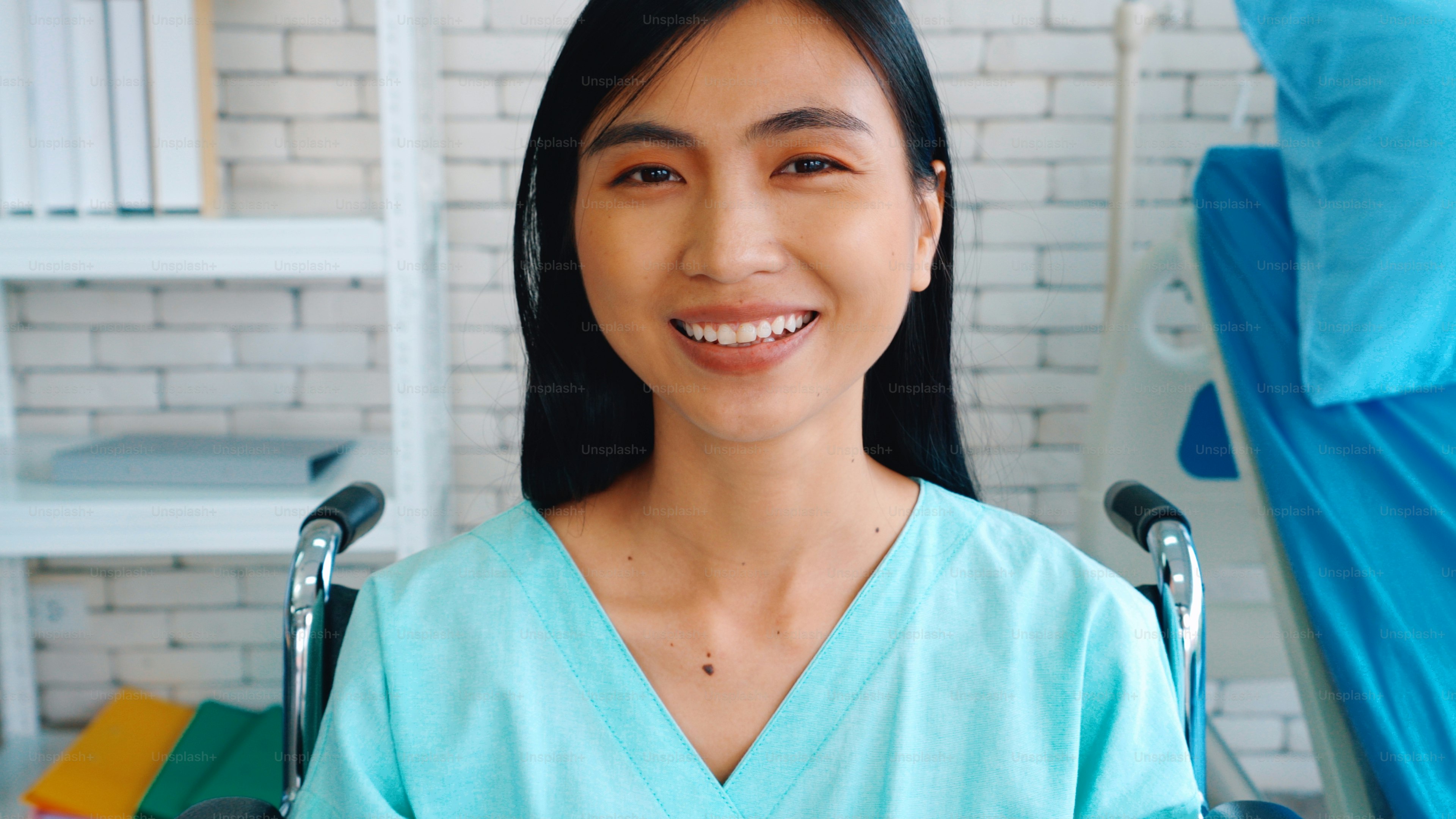 Happy patient getting well improvement at hospital ward . Health care ...