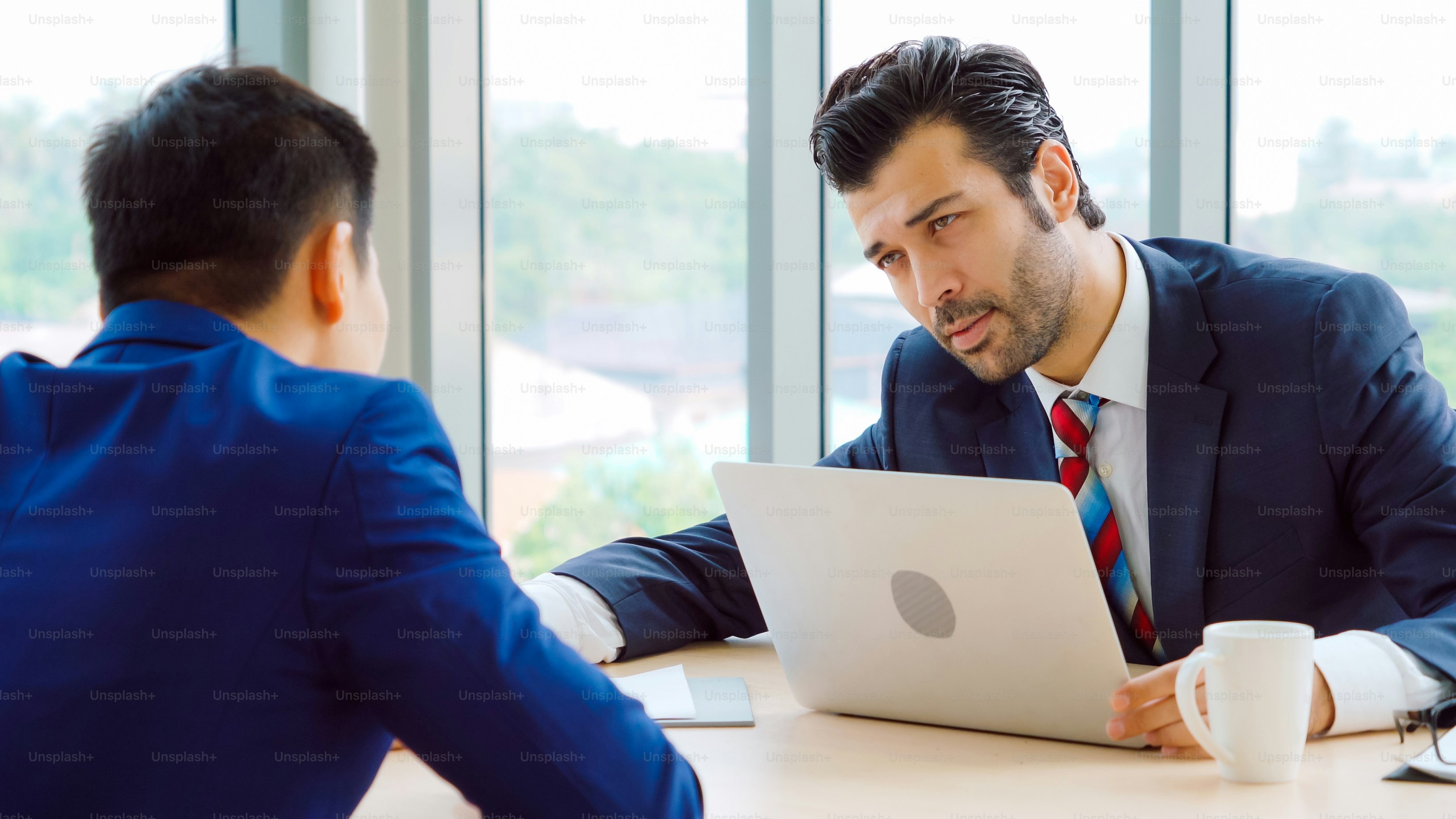 Job seeker in job interview meeting with manager and interviewer at ...
