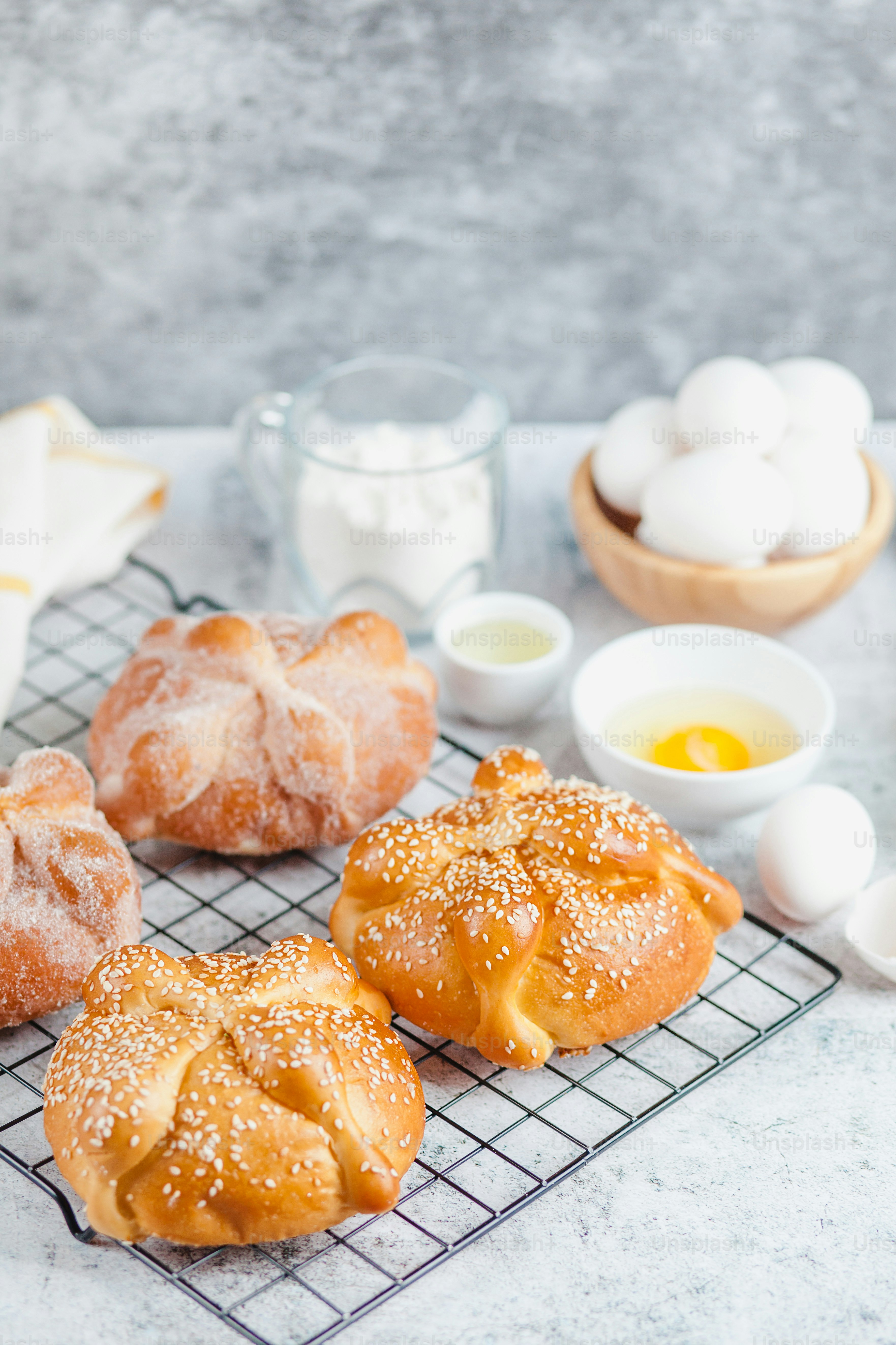 Pan de Muerto, ingredients for Mexican bread recipe traditional for day ...