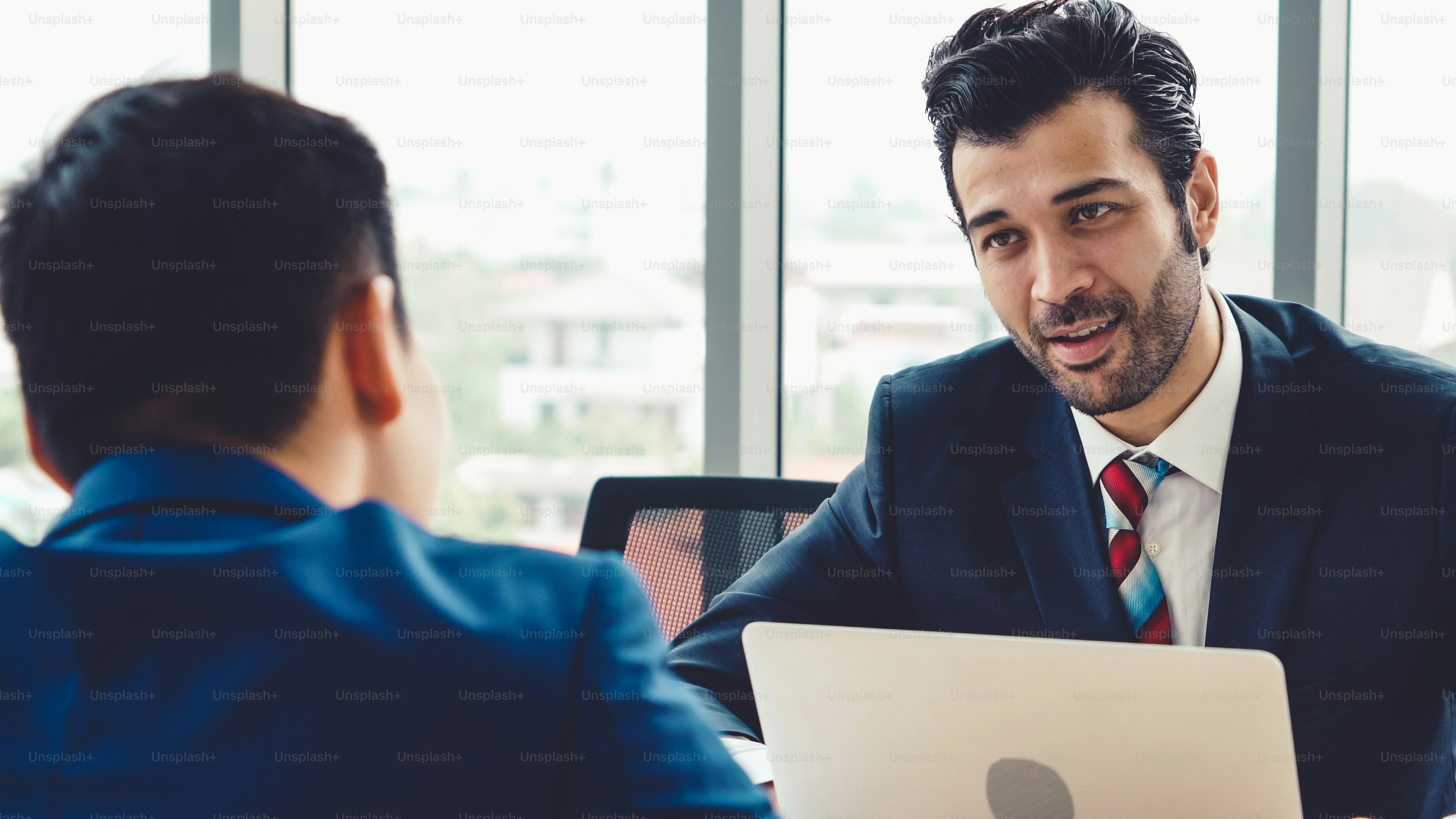 Job seeker in job interview meeting with manager and interviewer at ...