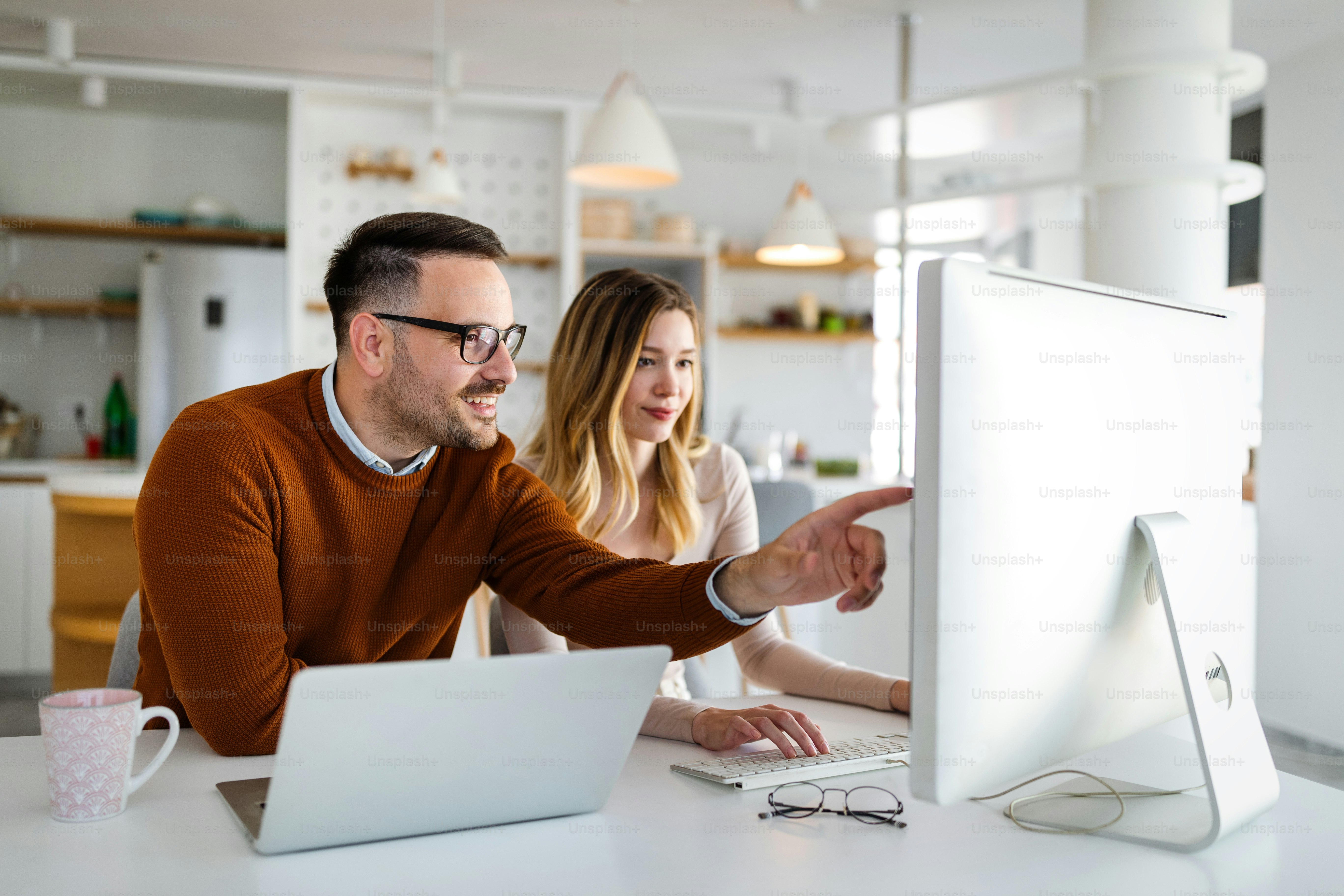 Portrait of architects, business people having discussion in office ...