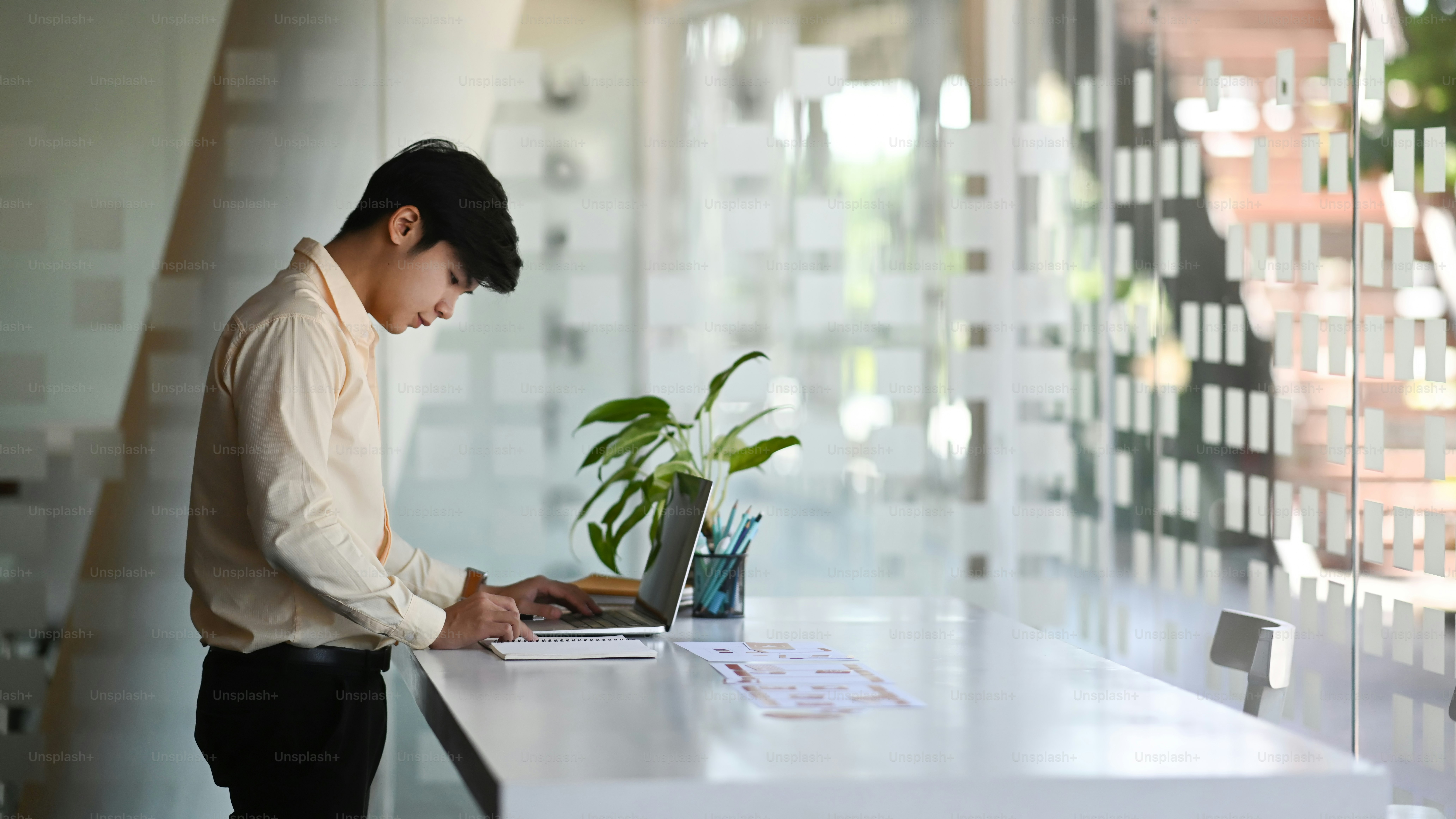 Web designer UX UI designer man is planning application for mobile ...