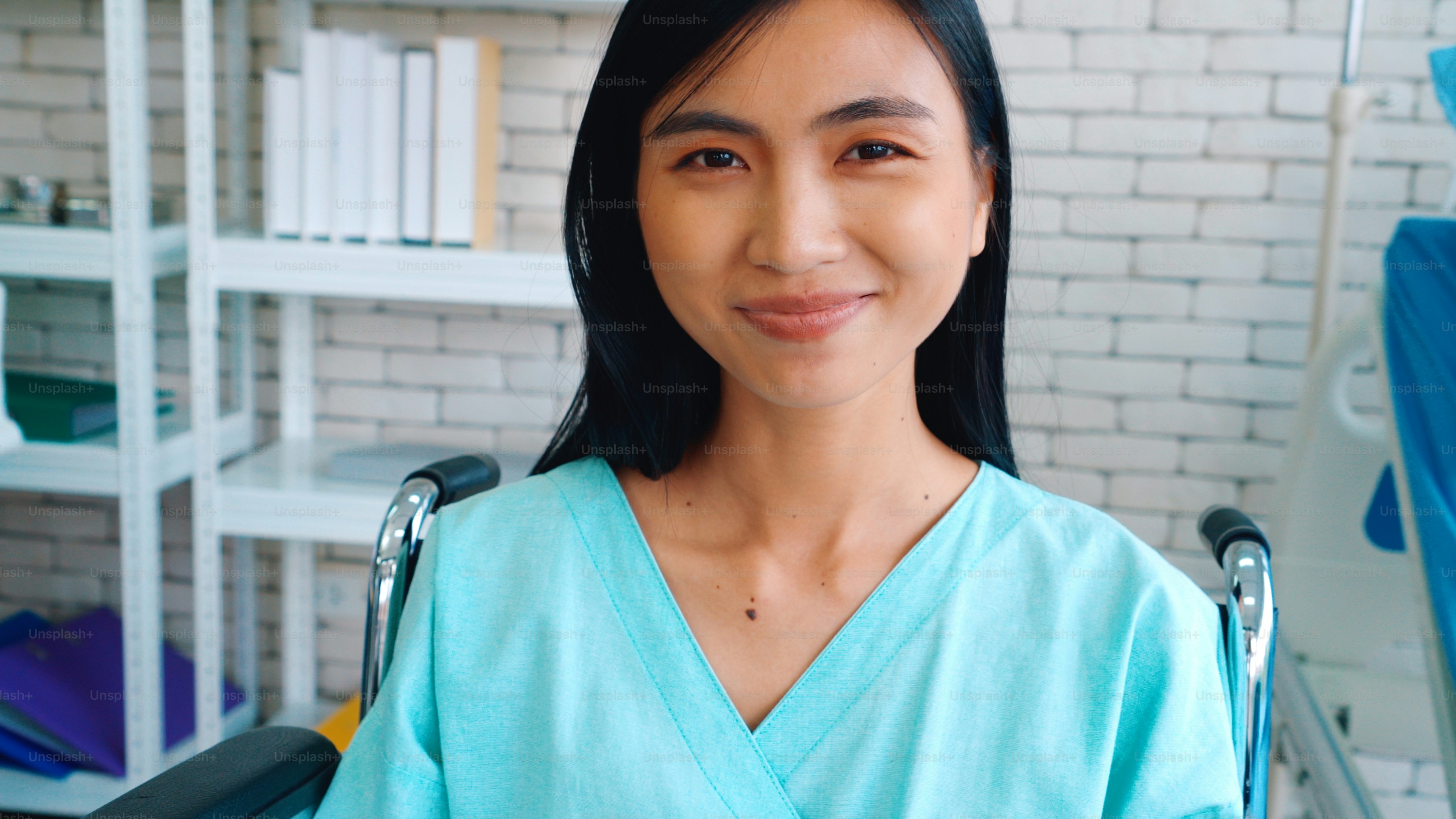 Happy patient getting well improvement at hospital ward . Health care ...