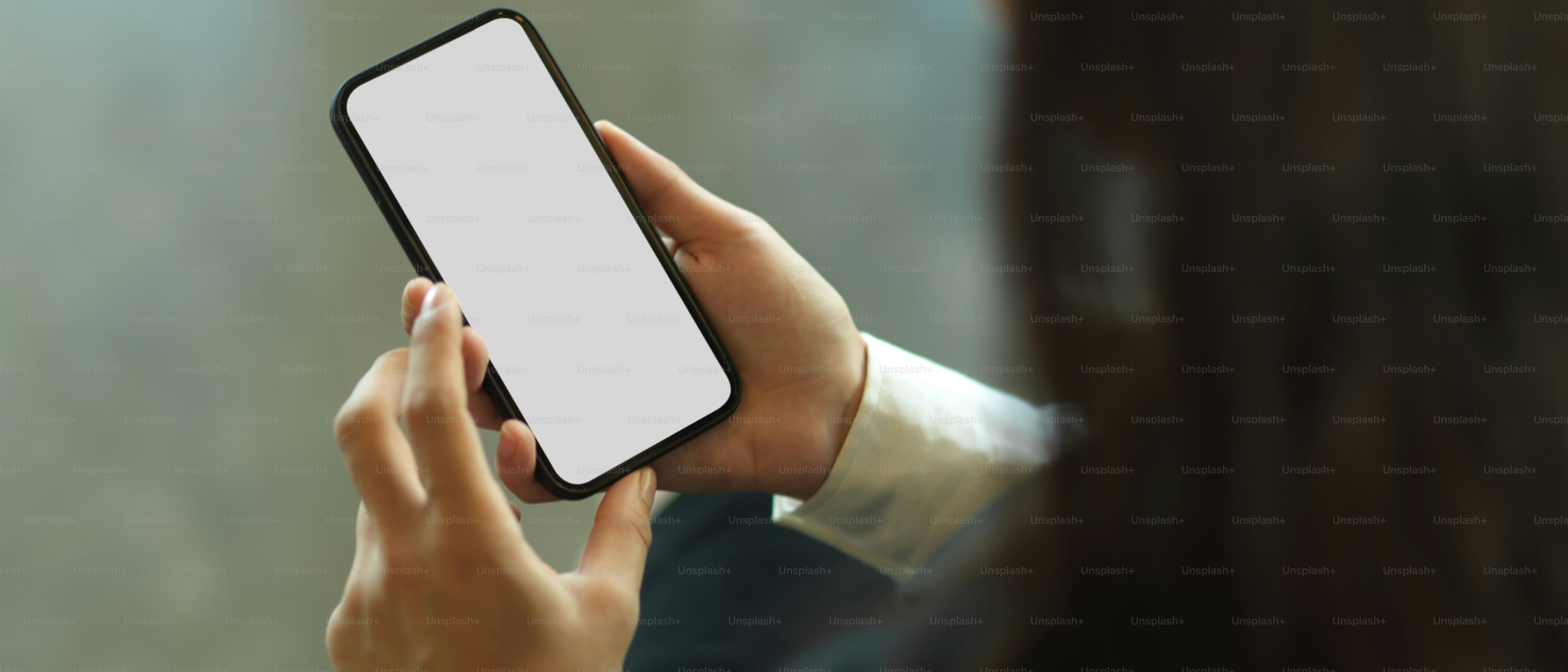 Top view of female hands using smartphone, include clipping path photo ...