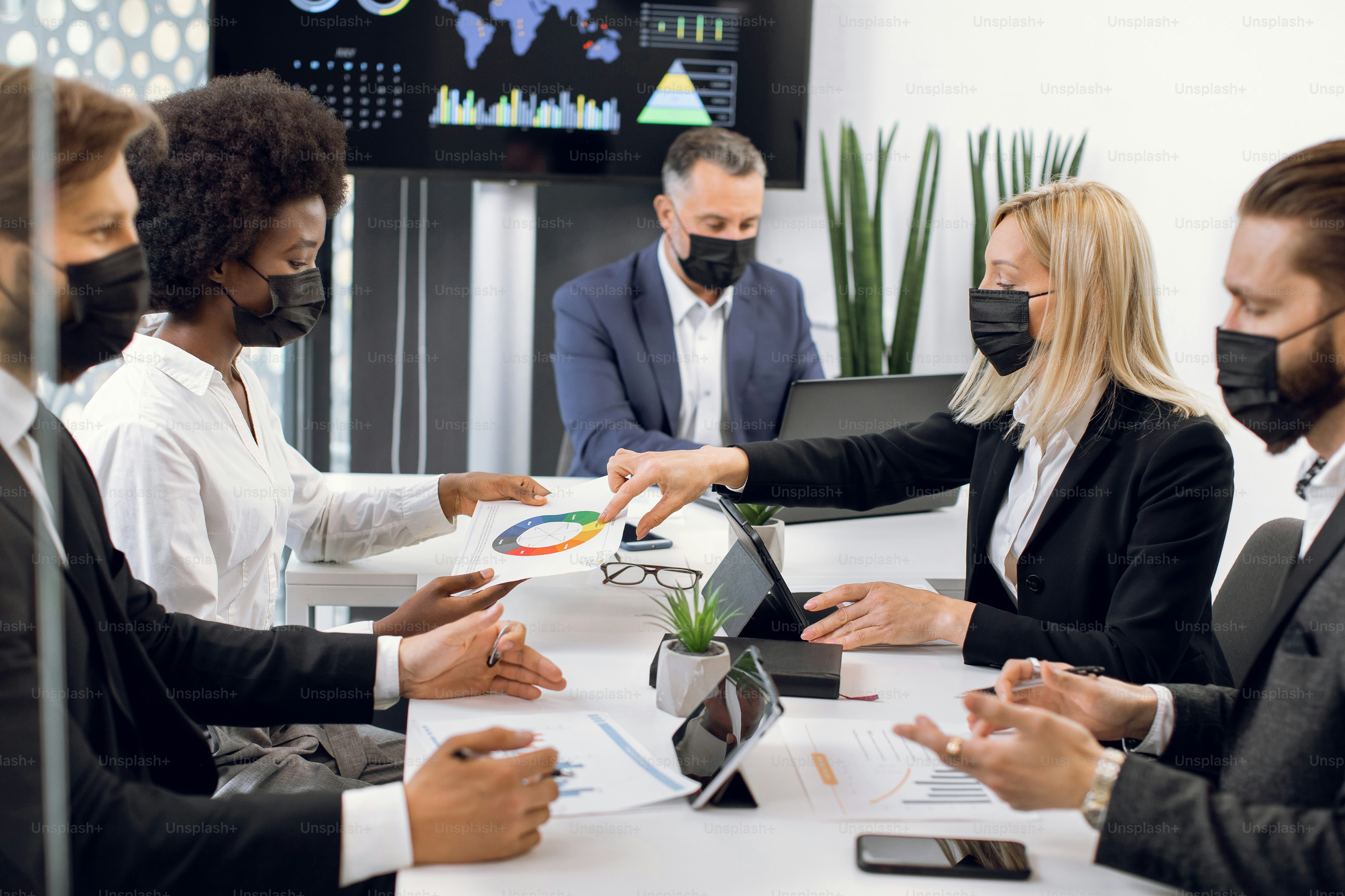 Confident experienced international team of business colleagues in ...