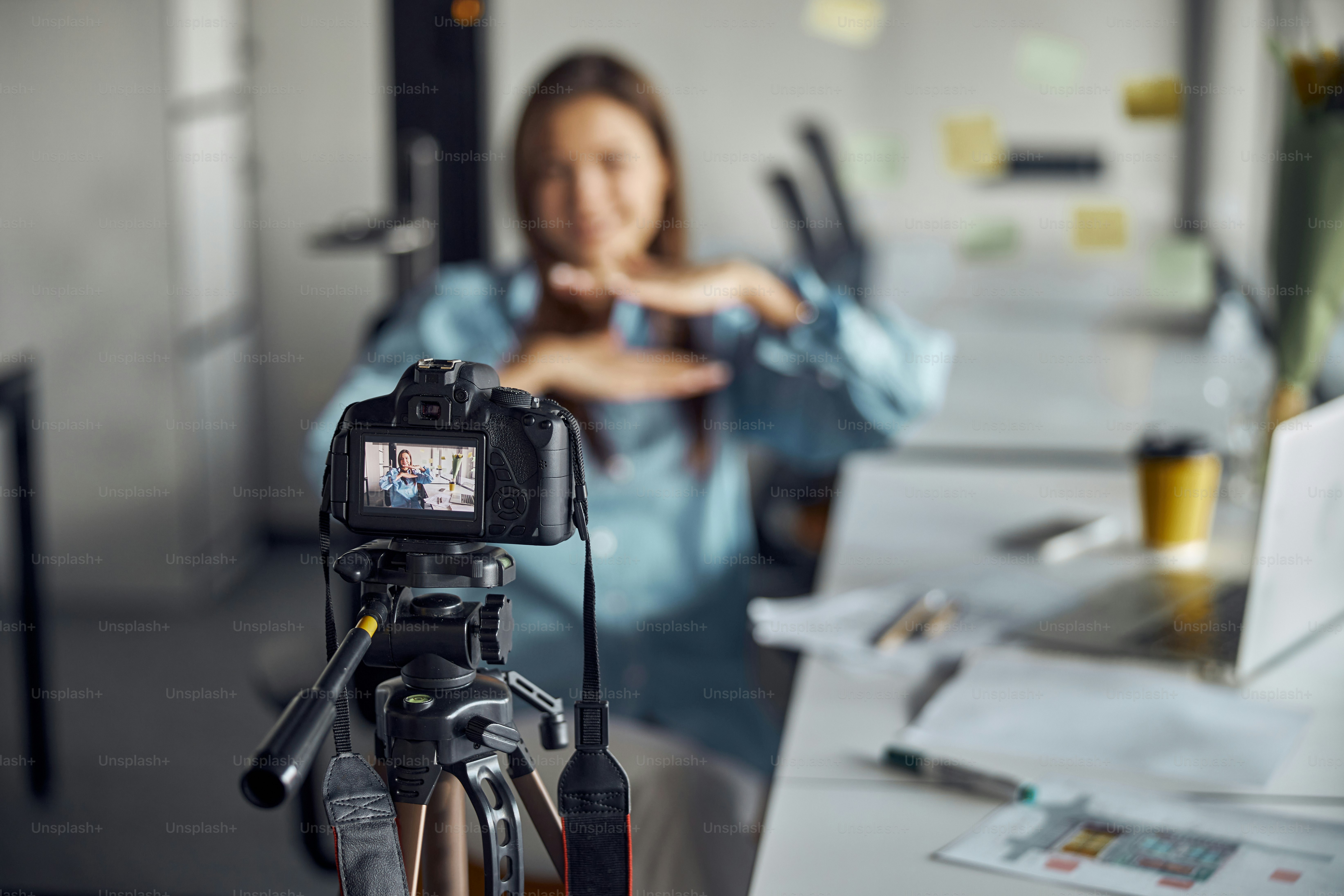 Smiling beautiful stylish Caucasian female engineer talking about ...