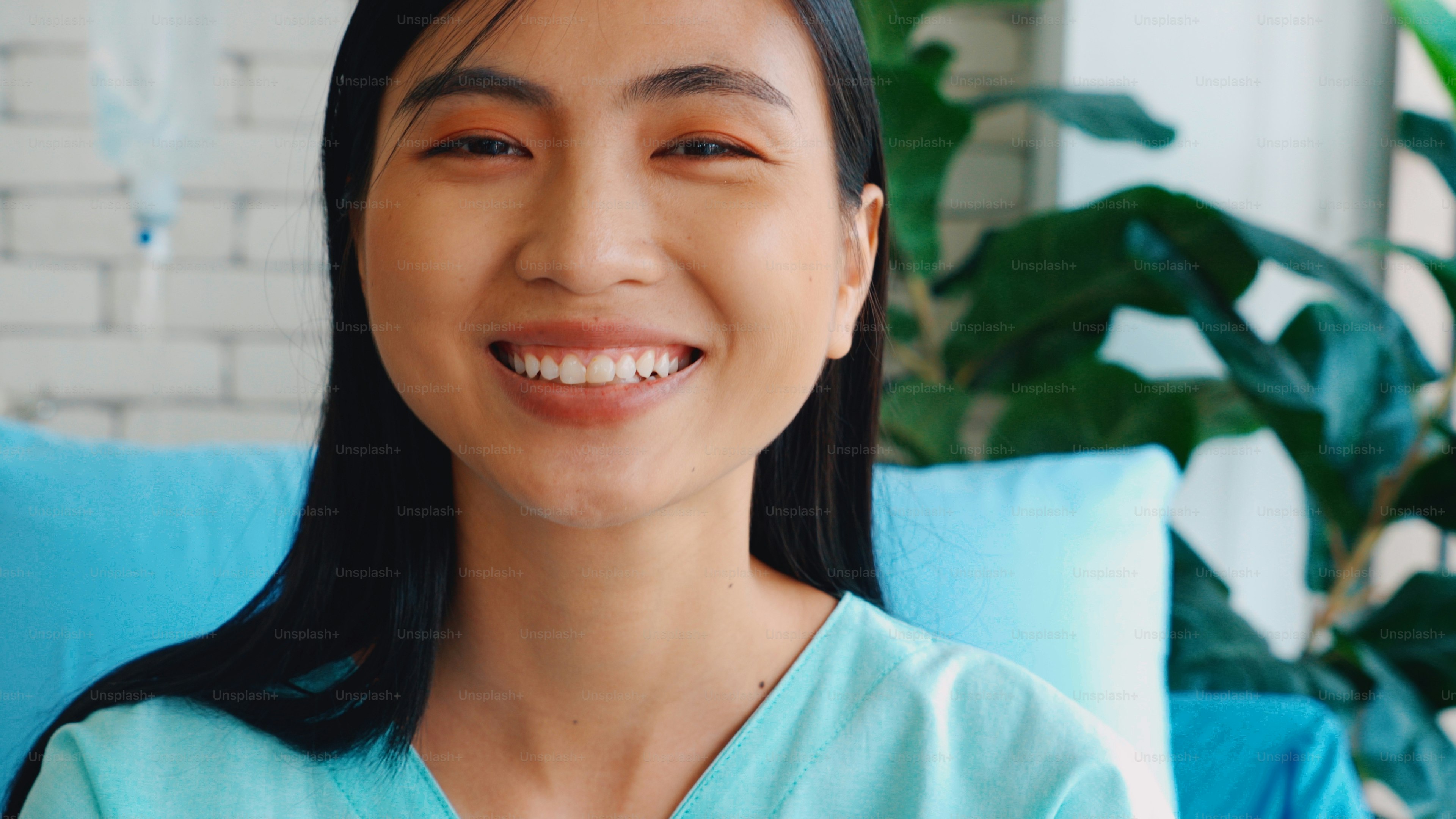 Happy patient getting well improvement at hospital ward . Health care ...