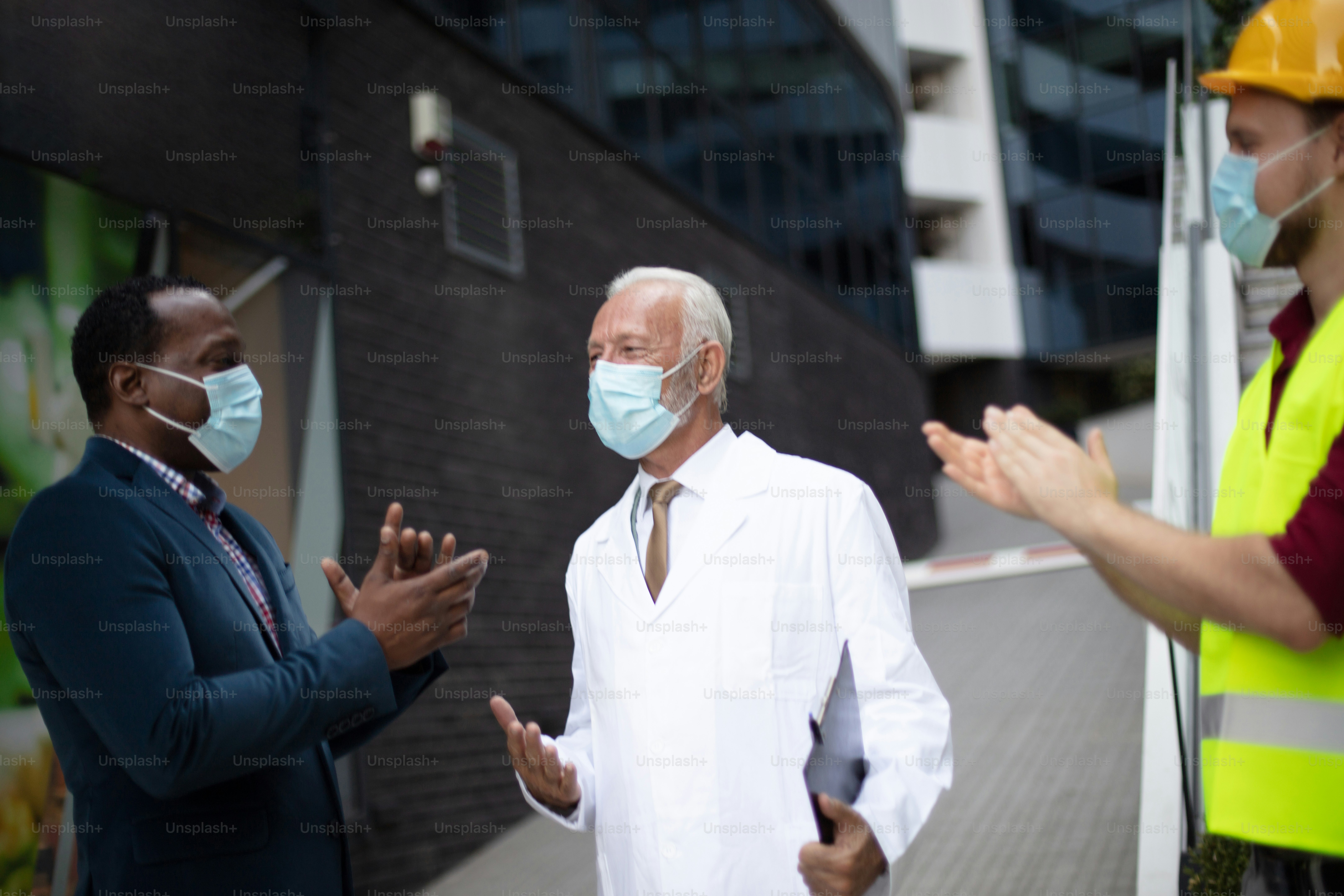 Business man, doctor and engineer on street. photo – Serbia Image on ...