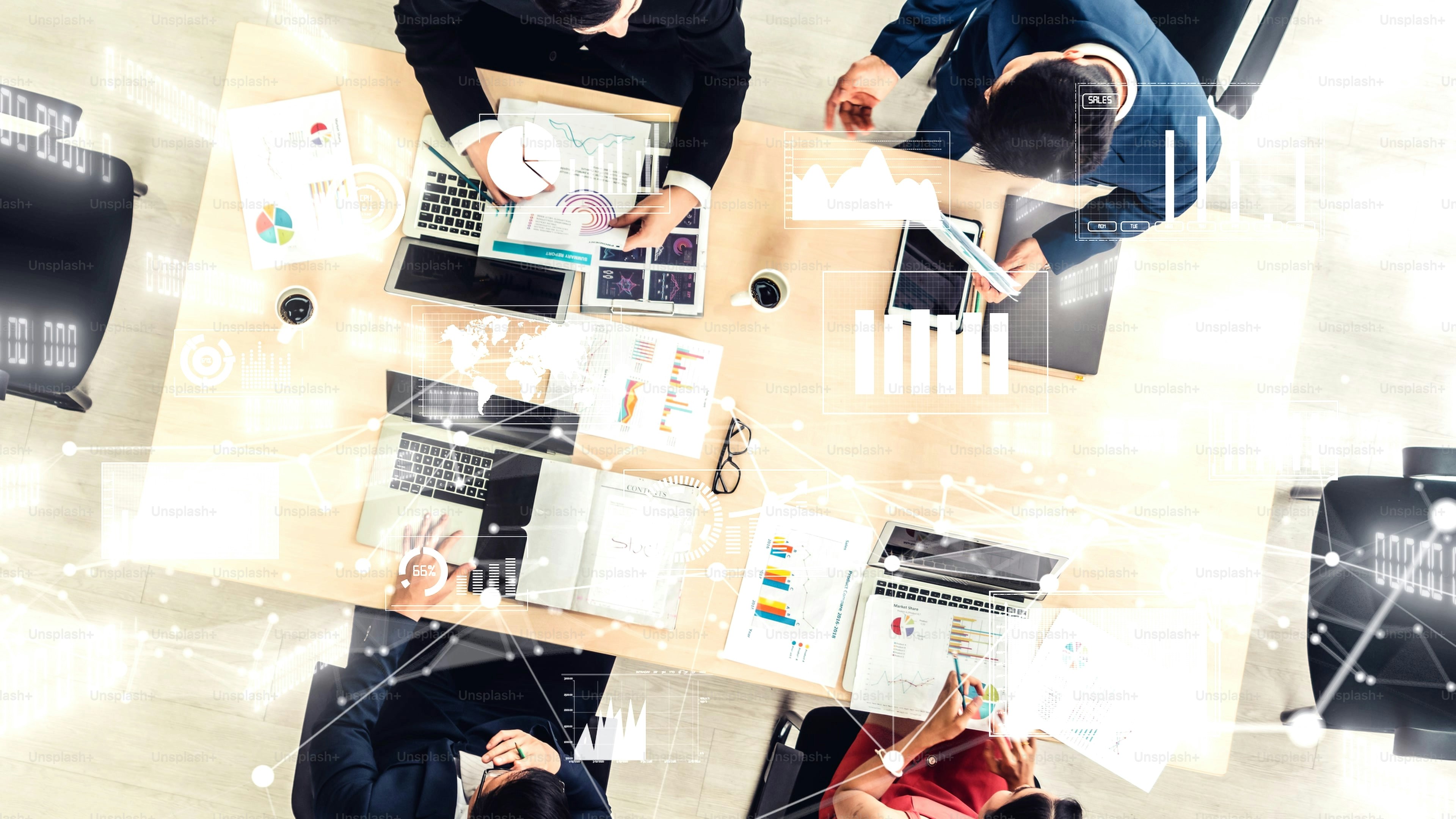 Business visual data analyzing technology by creative computer software ...