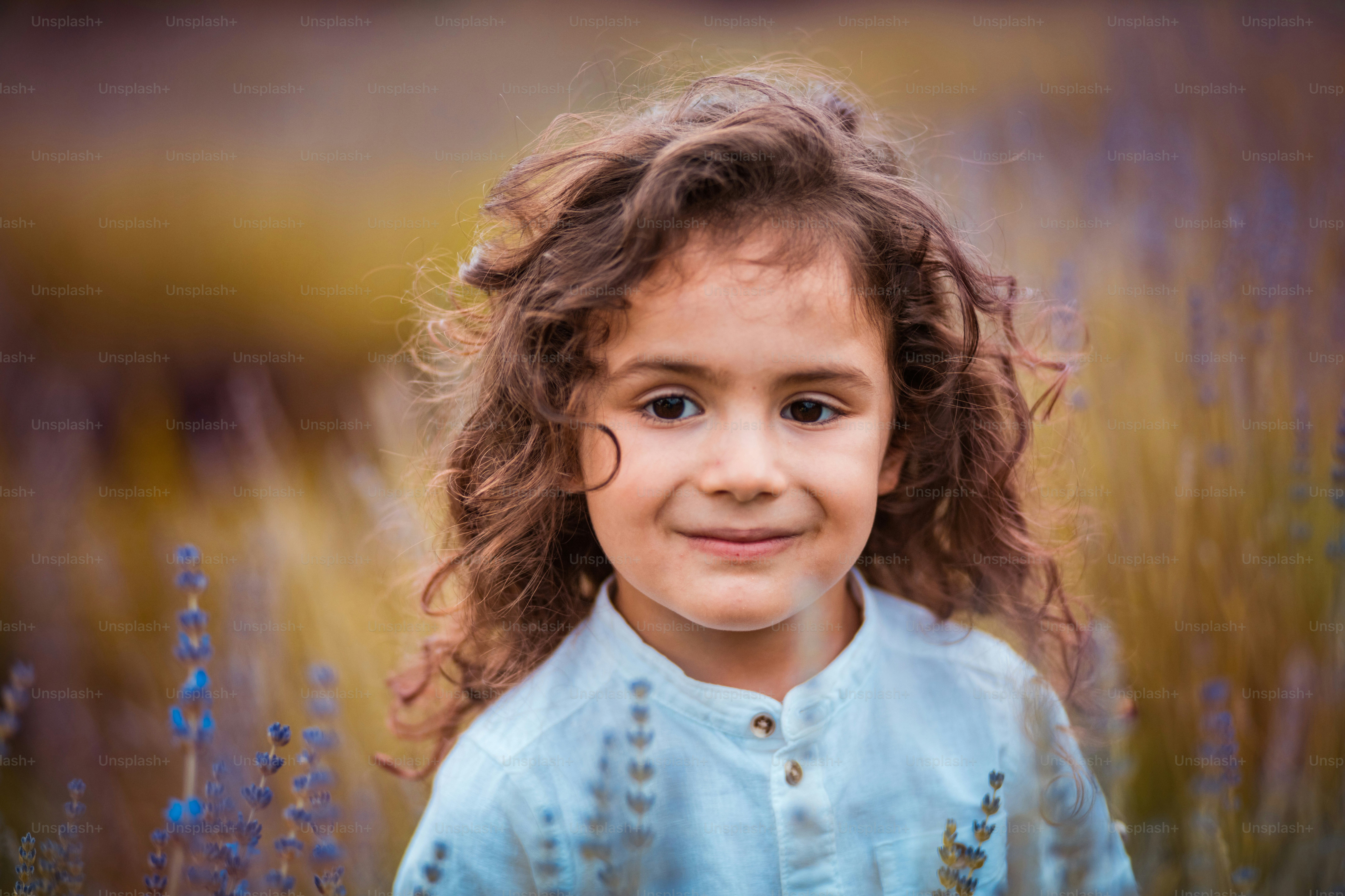 Portrait of smiling little boy in lavender field. Close up. photo ...