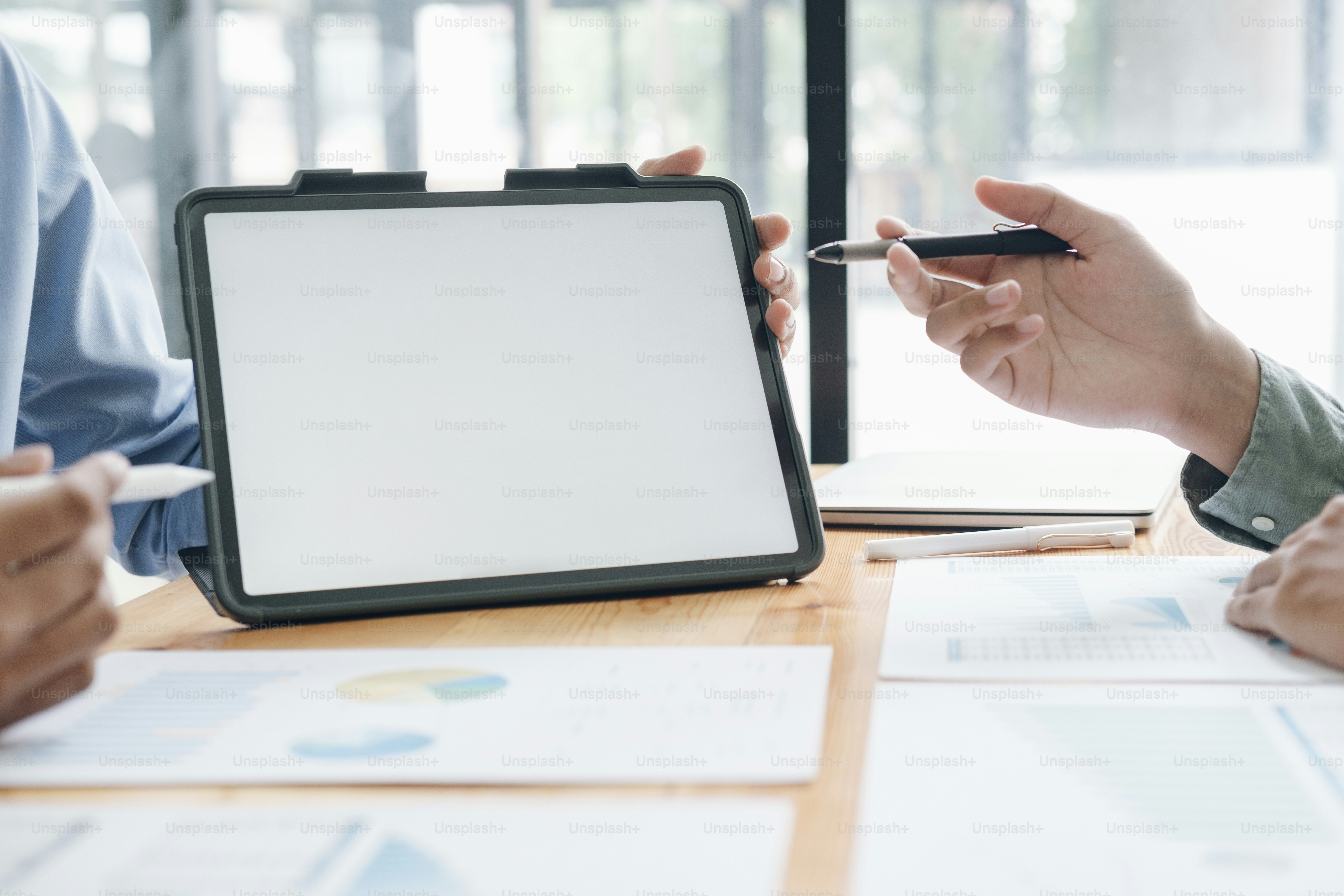 Brainstorming and discussion process. Photo young business crew working ...
